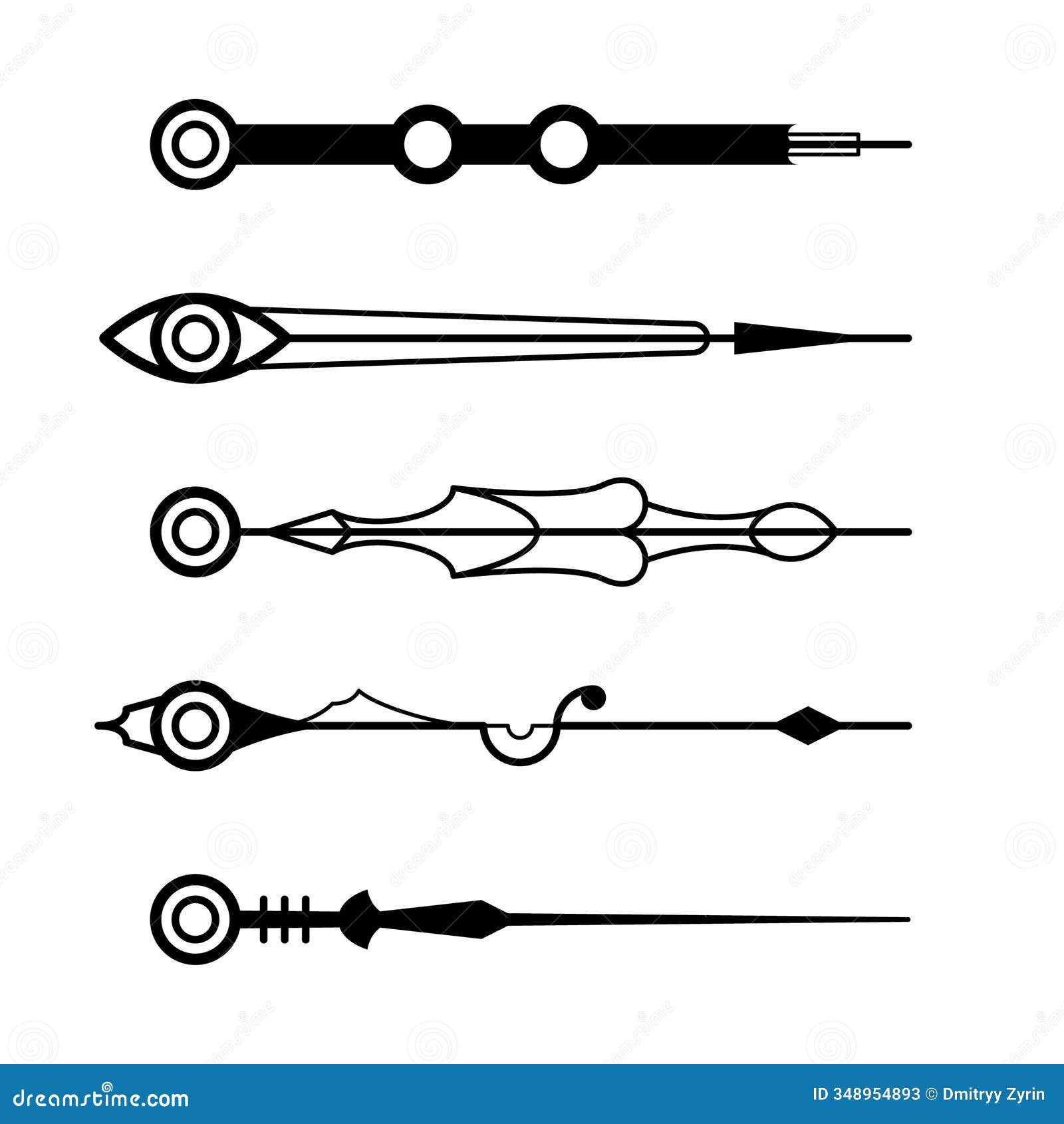 Set Black Clock Hands Time Hour and Minute Arrows Simple Line ...