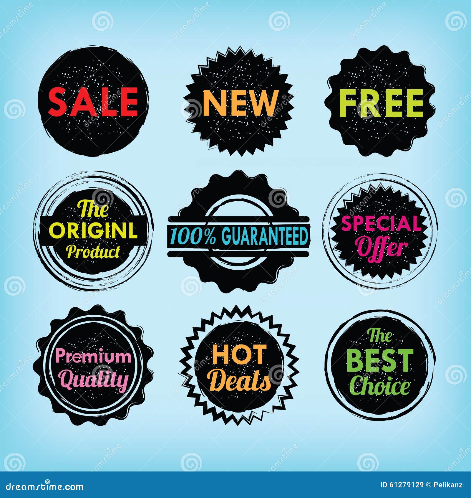 Set of Black and Colorful Labels, Badges and Stickers Stock Vector ...