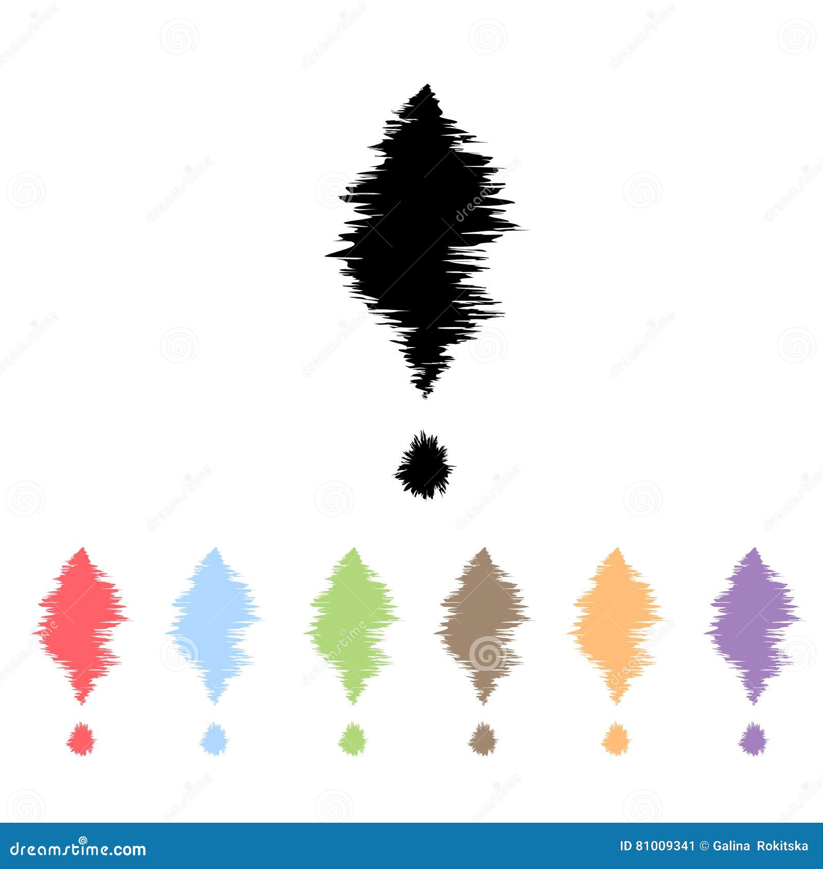 Set of Black and Colour Art Exclamation Mark Icon. Vector Illustration ...