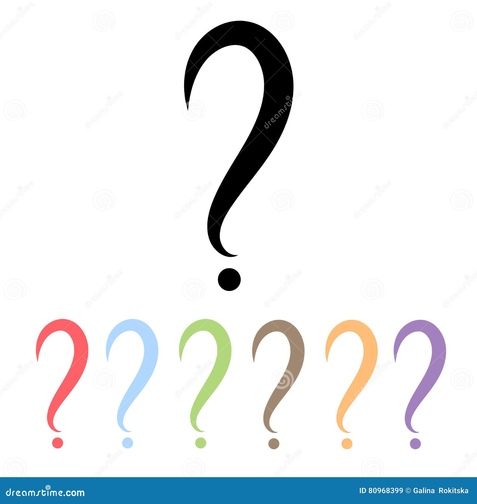 Set of Black and Colour Question Mark Sign Icon, Illustration. Flat ...