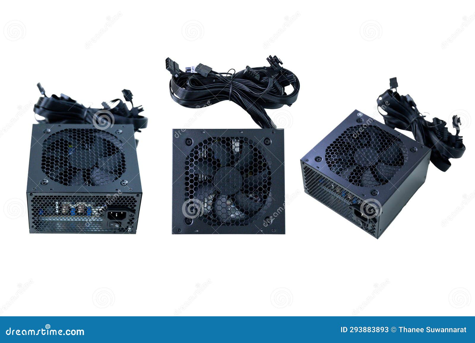 SET Black Computer Power Supply Isolate on White Background Stock Image ...