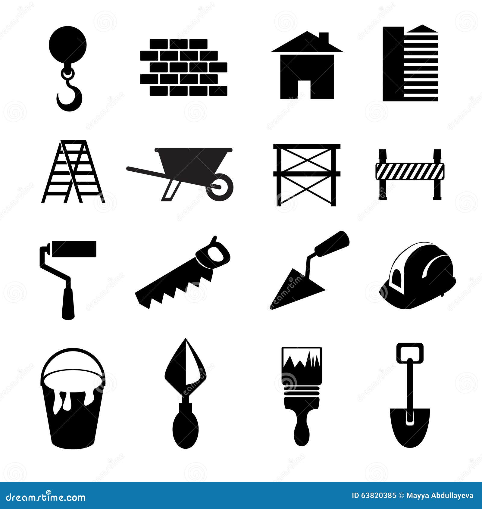 Set of Black Construction Icons Stock Vector - Illustration of ...