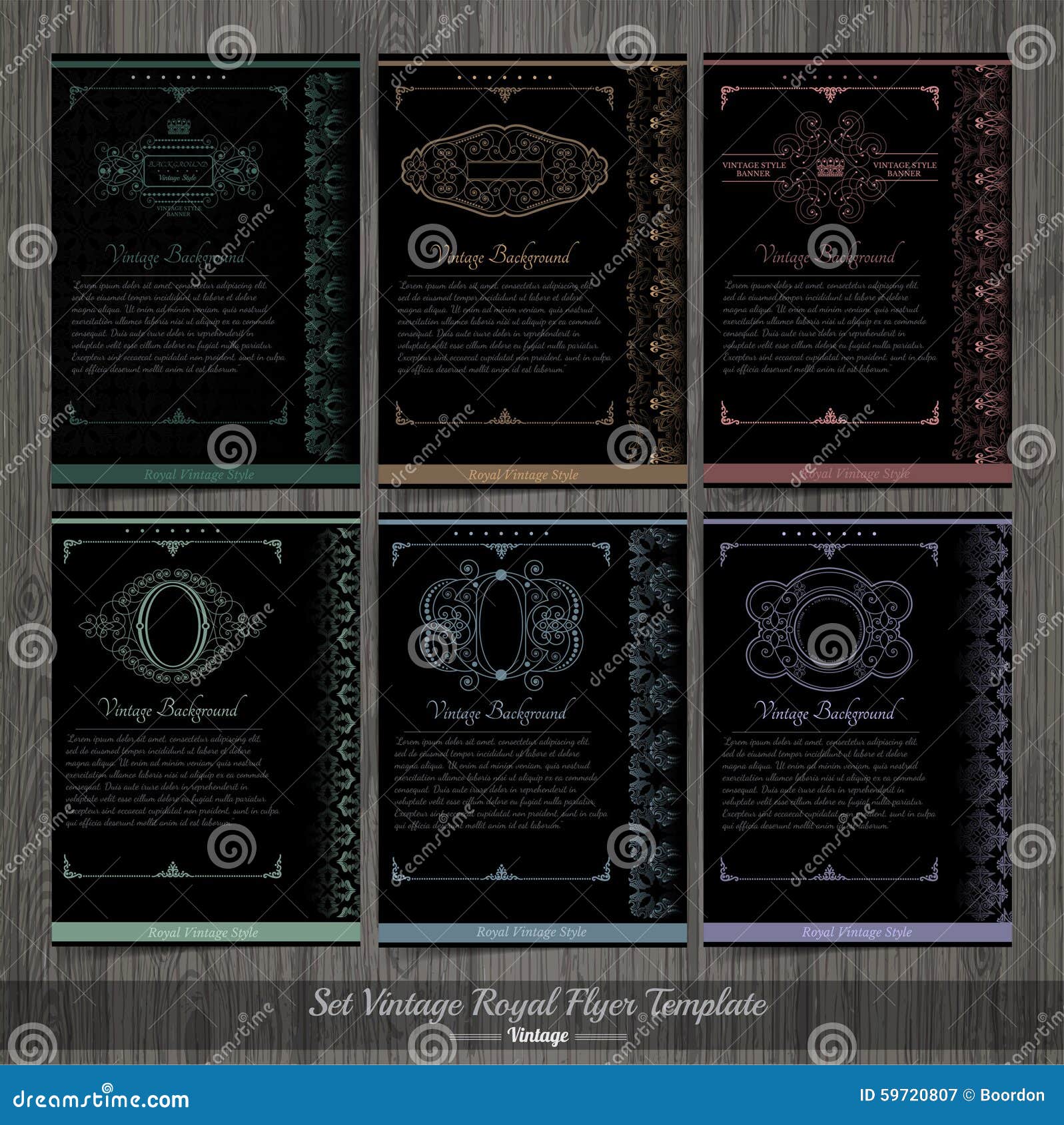 Set of Black Creative Cards with Monograms and Pattern Stock Vector ...