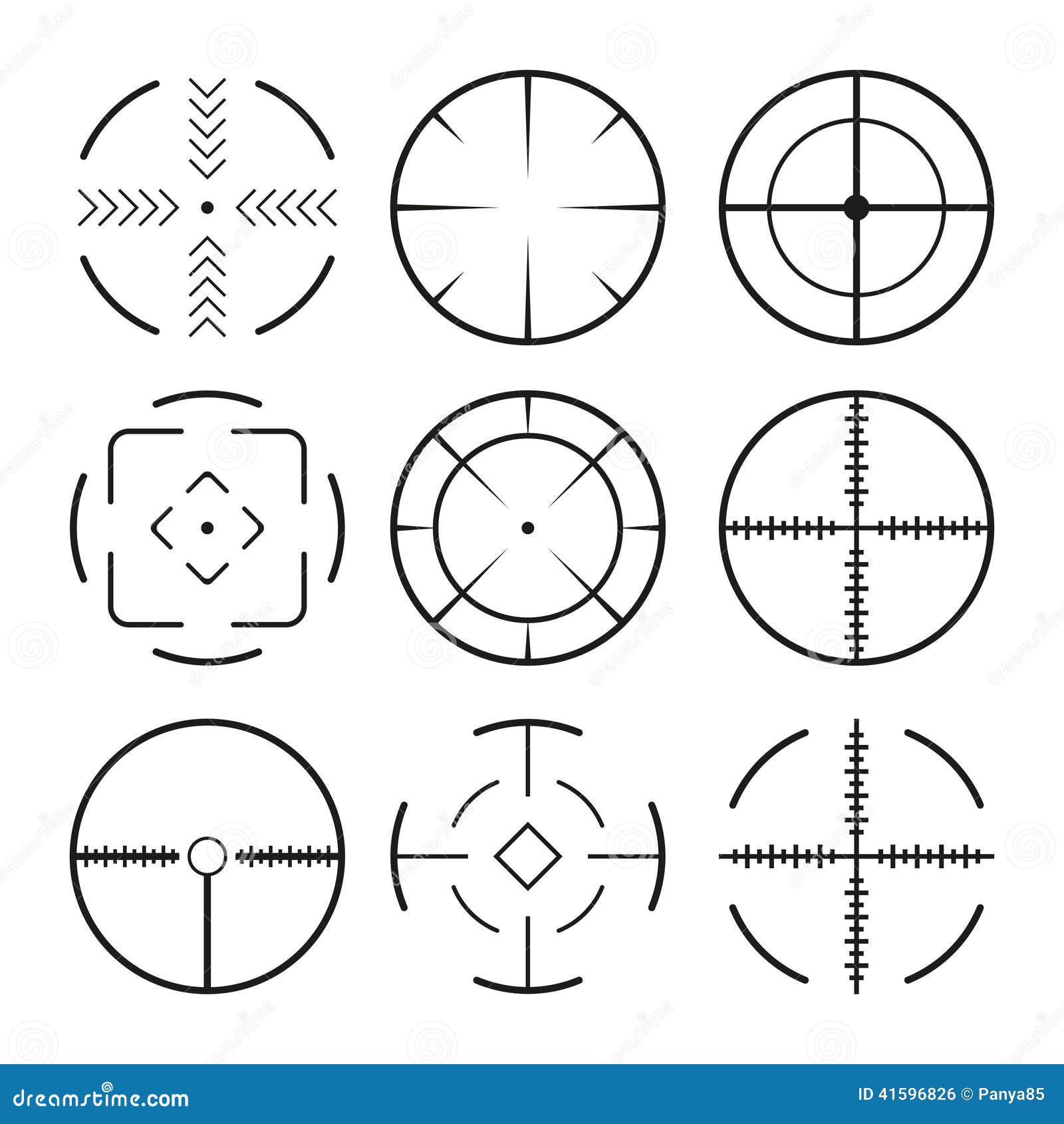 Set of Black Crosshairs Icons. Stock Vector - Illustration of circular ...