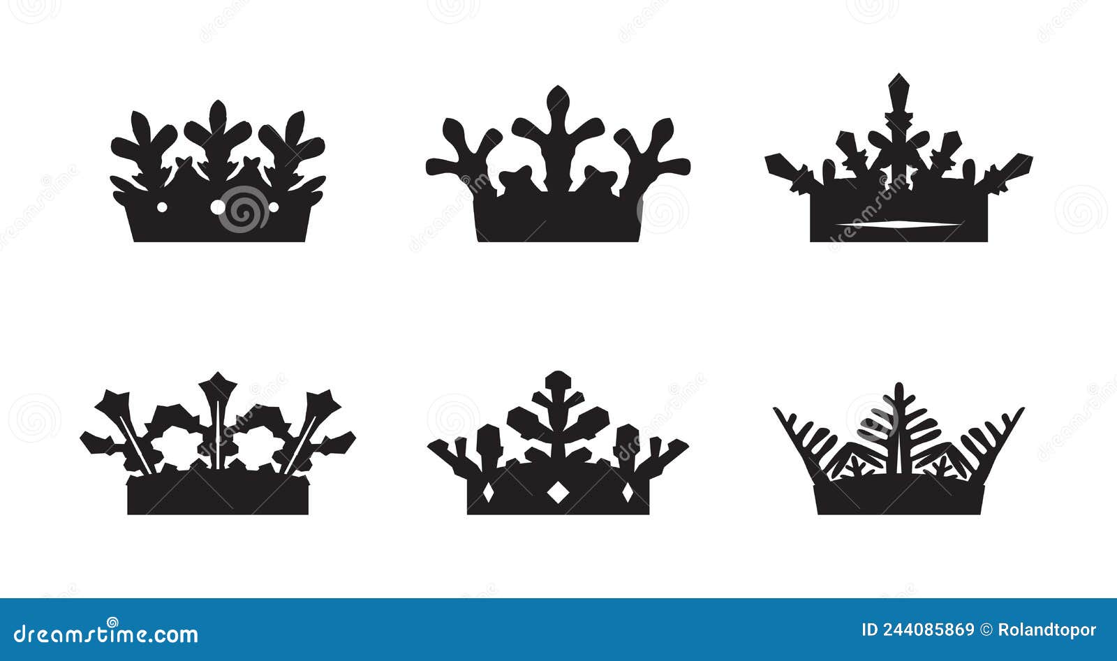 Set Black Crown. Vector Illustration and Icon. Stock Vector ...