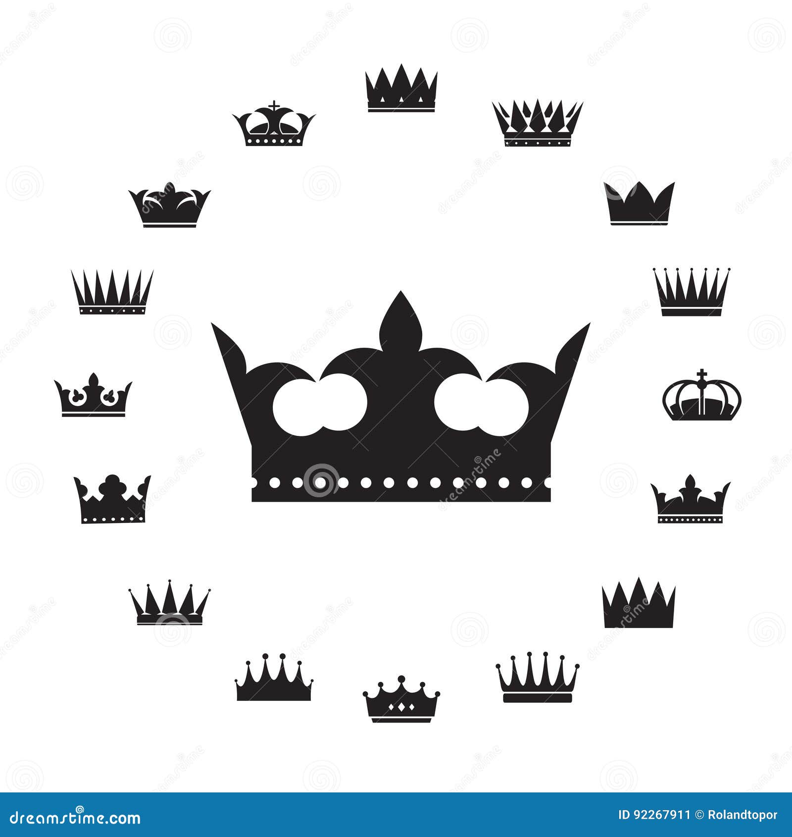 Set of Black Crowns. Vector Icons Stock Vector - Illustration of crown ...