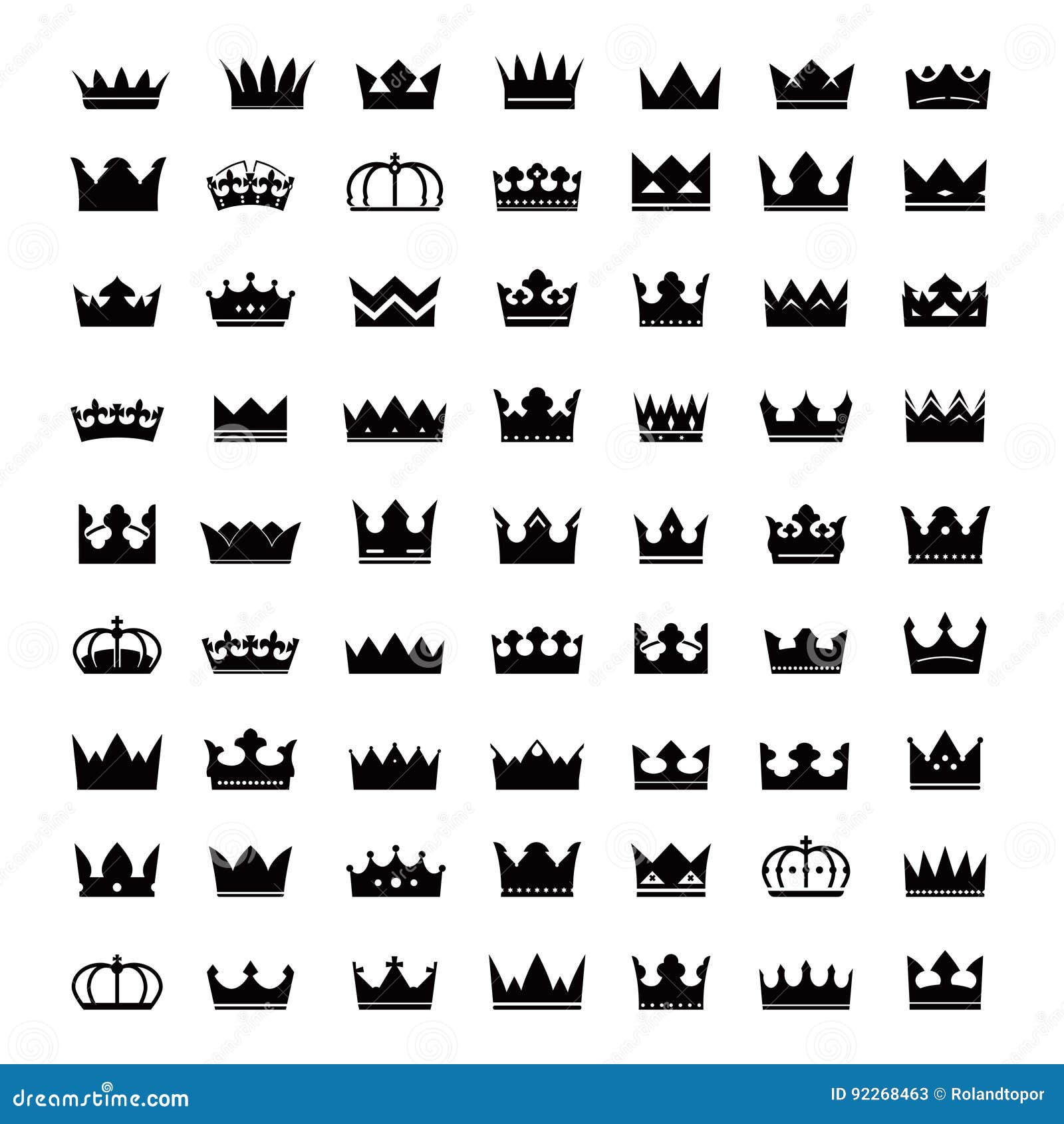 Set of Black Crowns. Vector Illustration. Stock Illustration ...