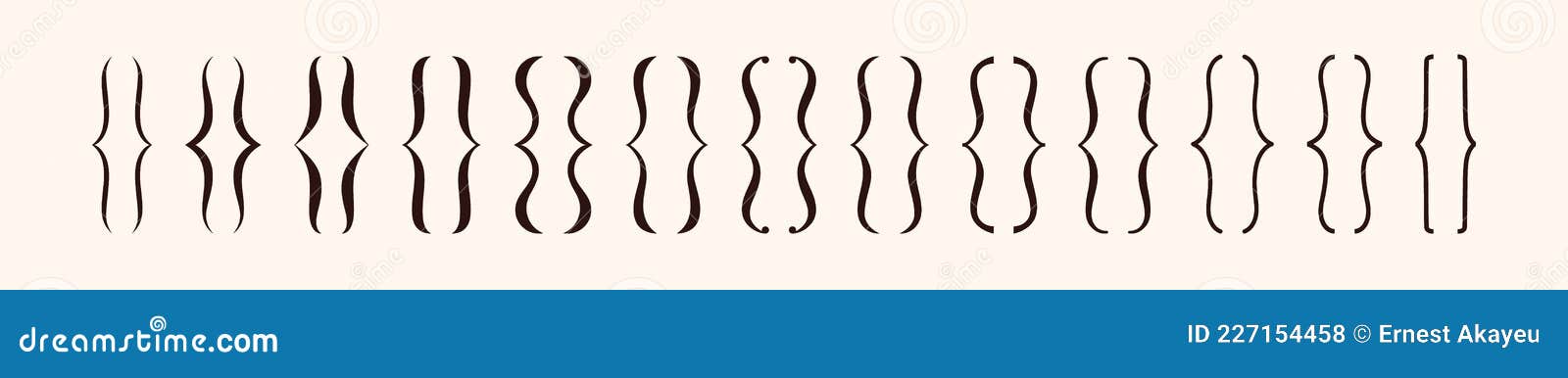Set of Black Curly Brackets. Curl Braces of Different Shapes and Line ...