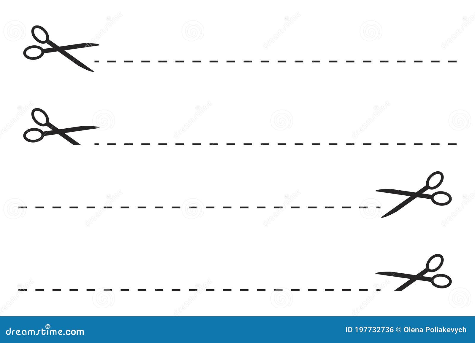 Set of Black Cutting Icons. Scissors Symbol. Sewing Marks and Patterns ...
