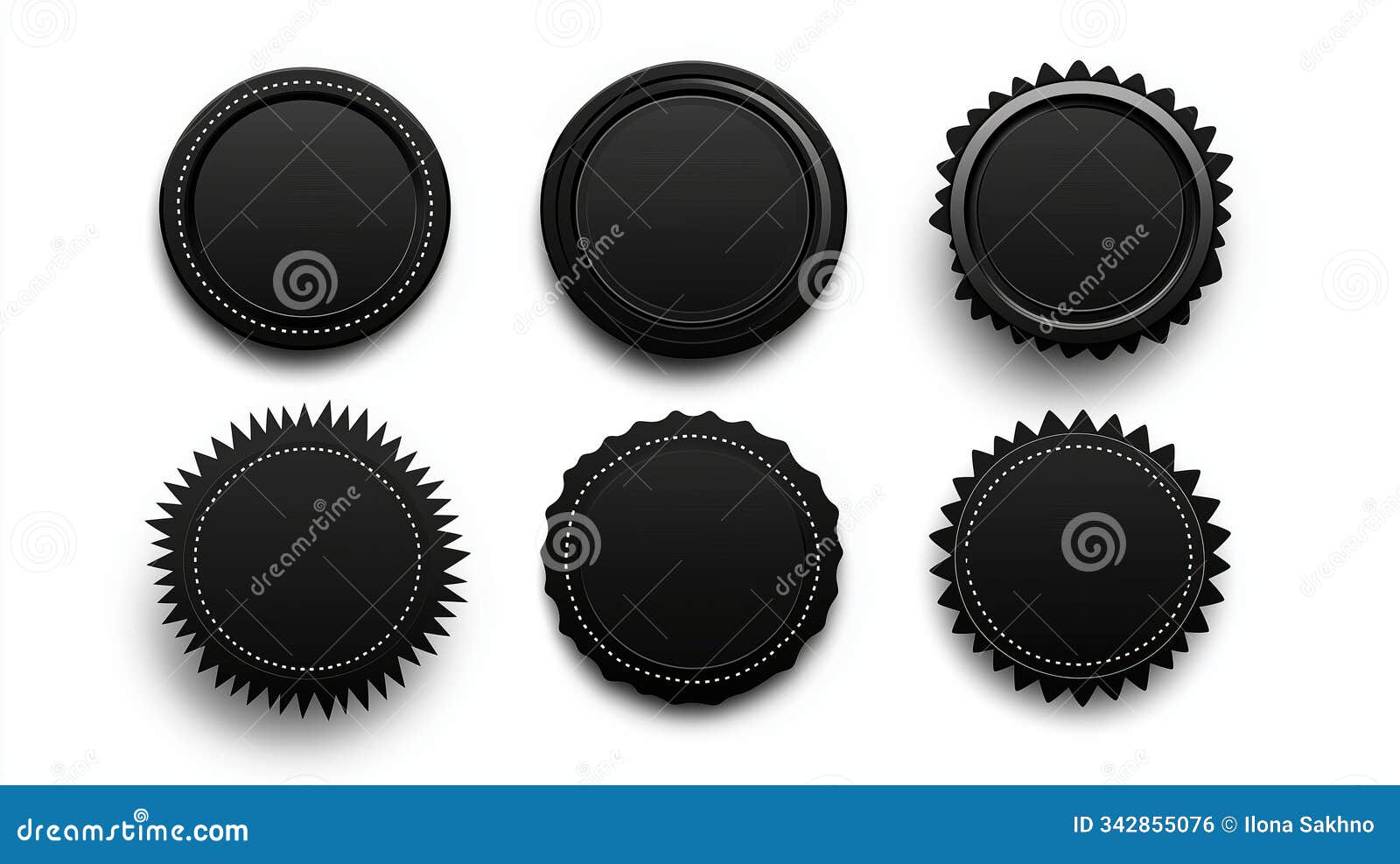 Set of Black Decorative Badges in Various Styles on a White Background ...