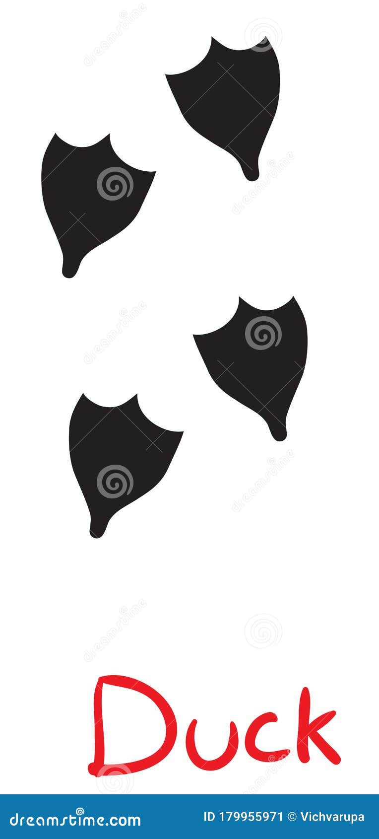 Set of Black Duck Tracks, Icon, Isolated Object on White Background ...