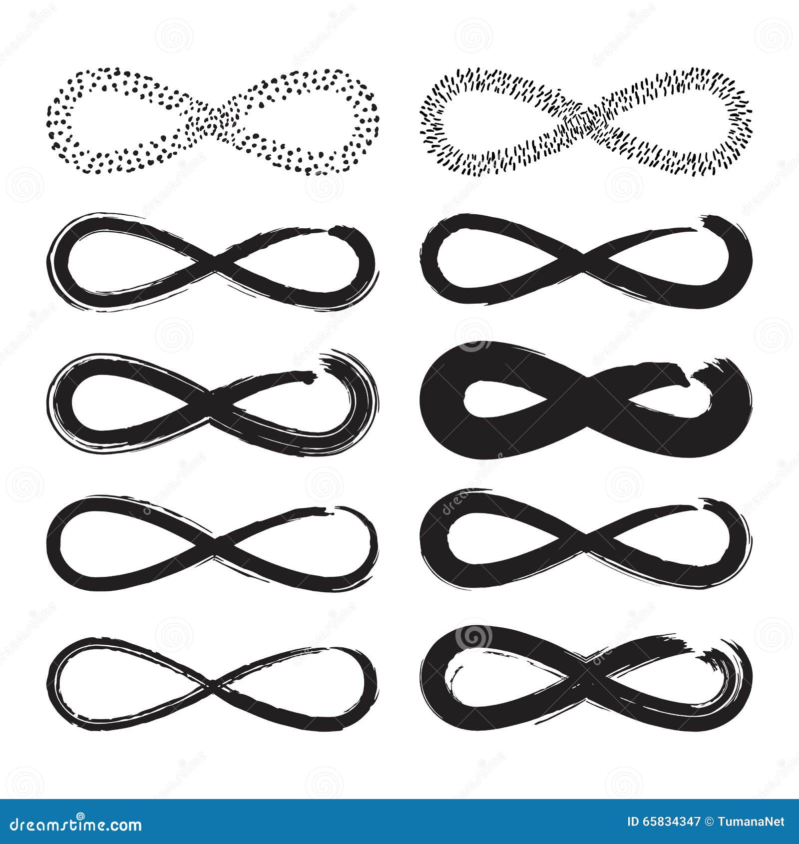 Set of 10 Black Elements of the Infinity Symbol. this Sign Symbolizes ...