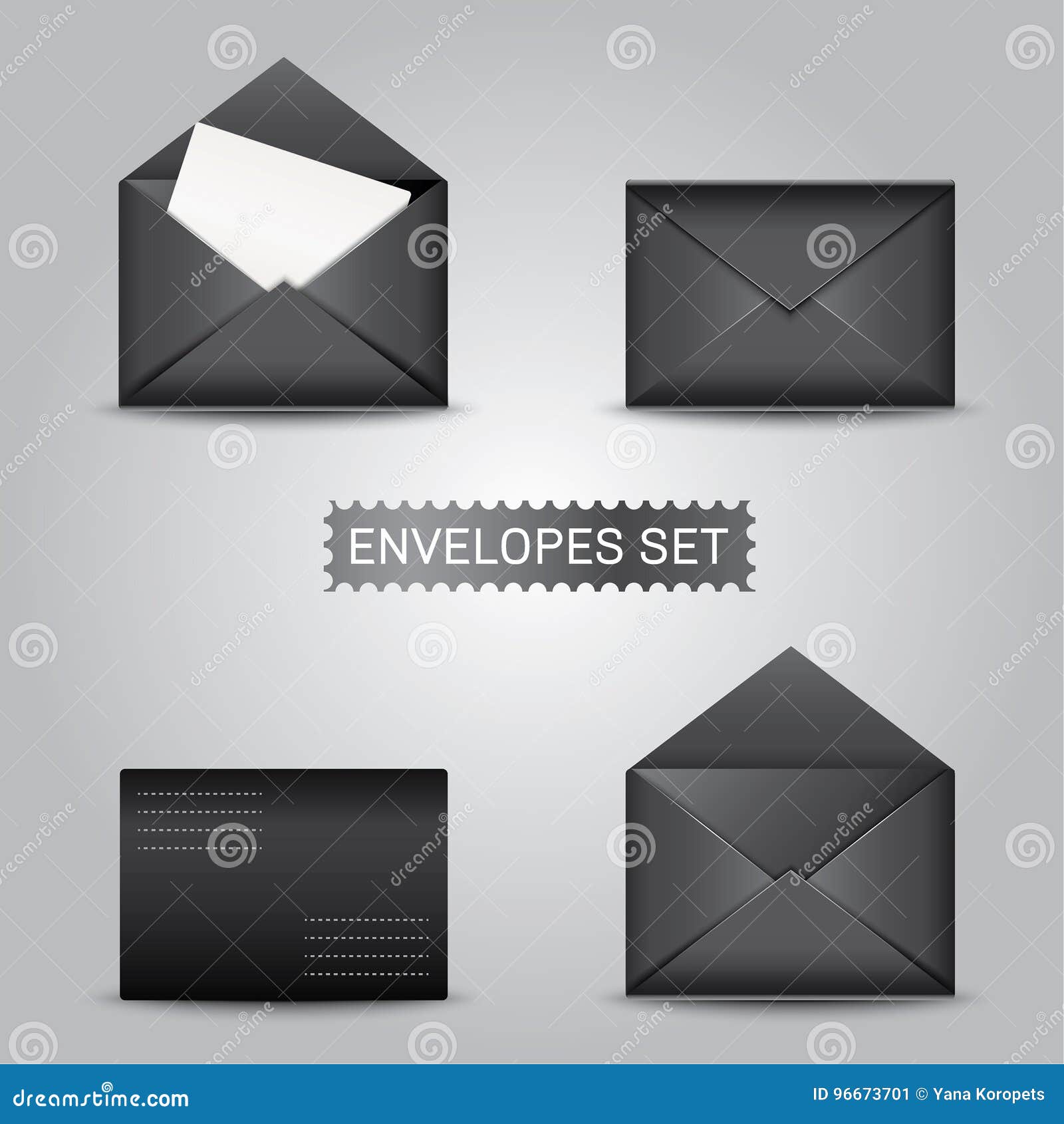 Set Black Envelopes. Open and Closed Envelope Stock Vector ...