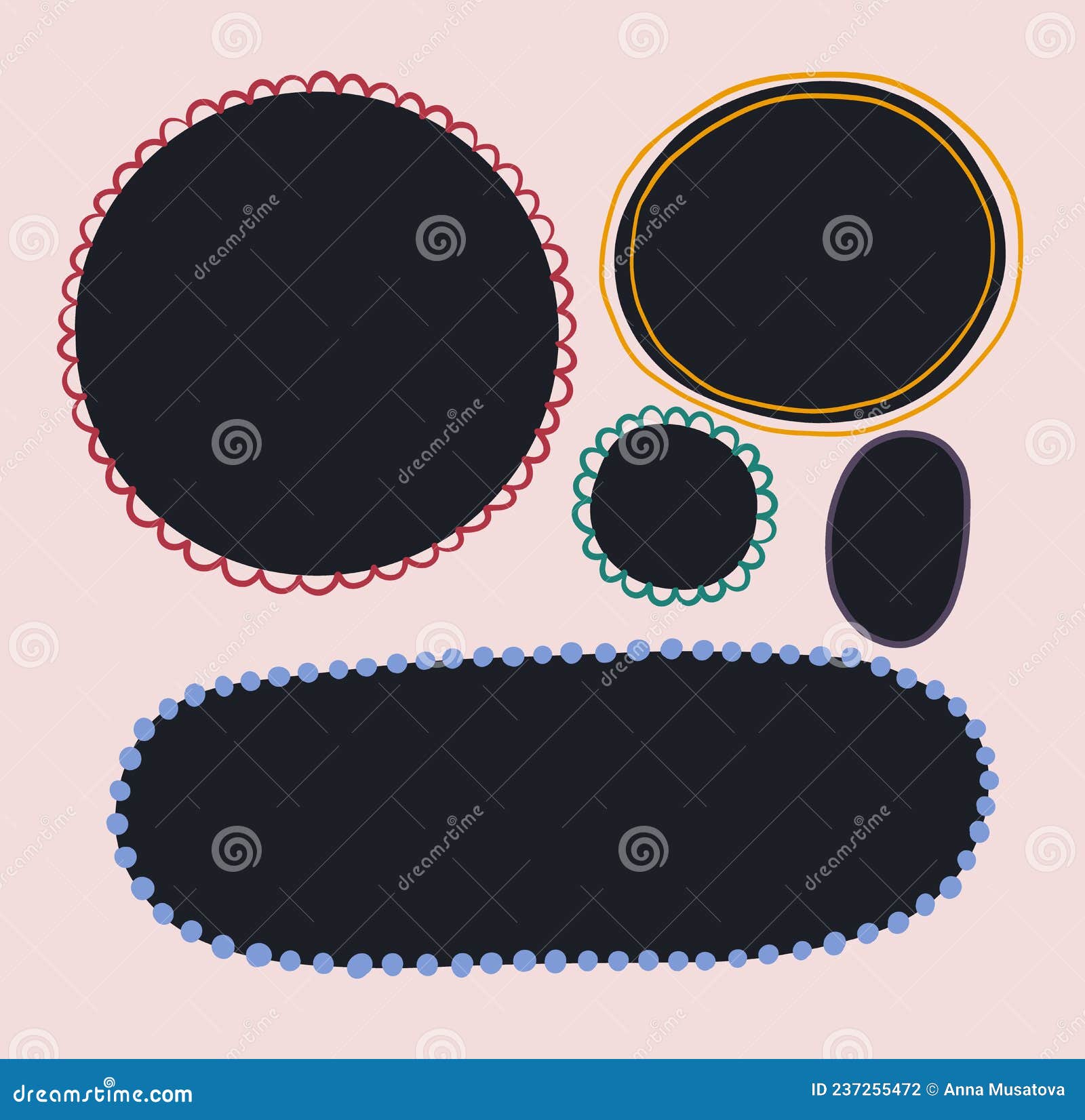 A Set of Black Filled Signature Frames. Simple Naive Style Stock Vector ...