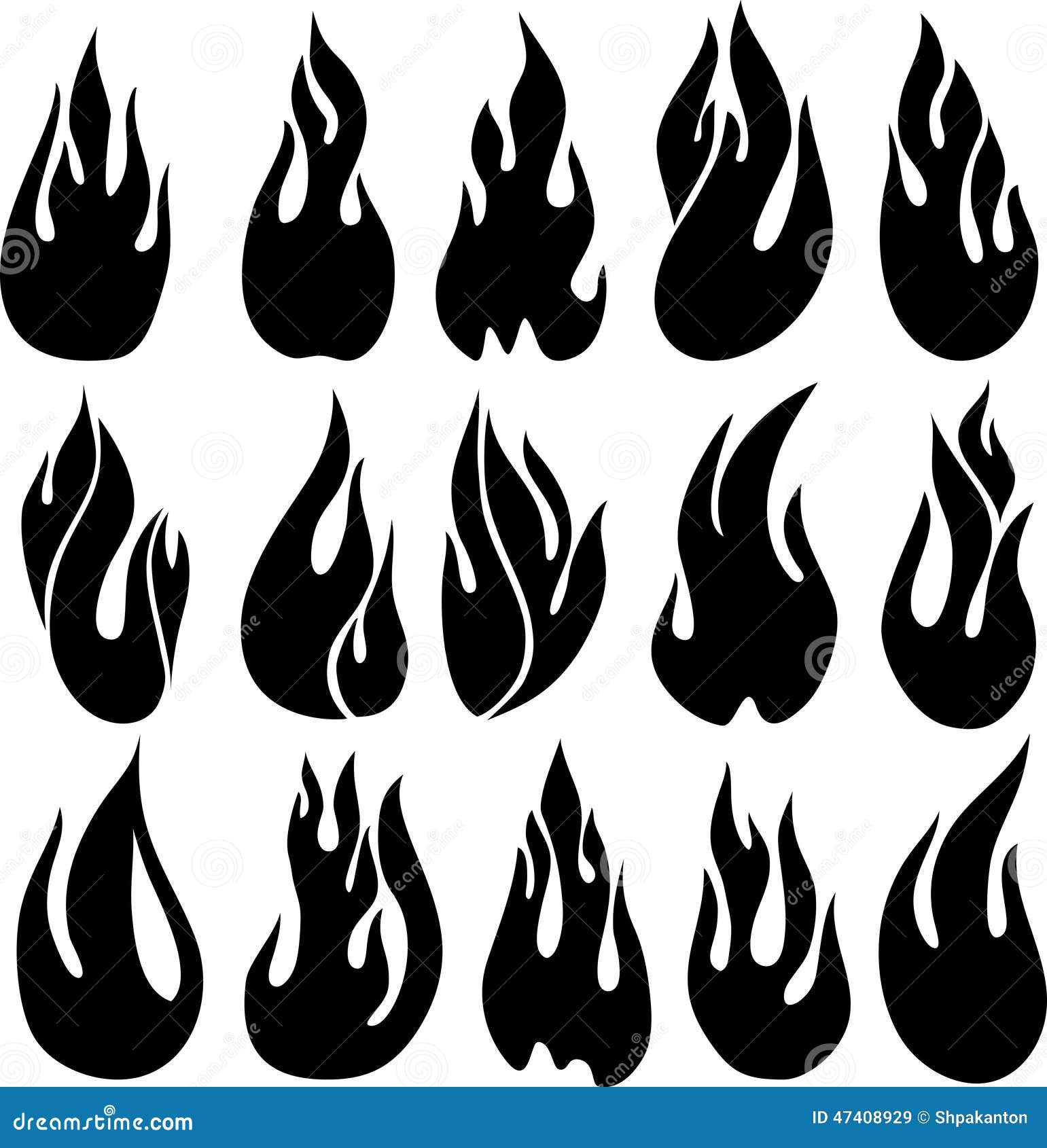 Set of black fires stock vector. Illustration of background - 47408929