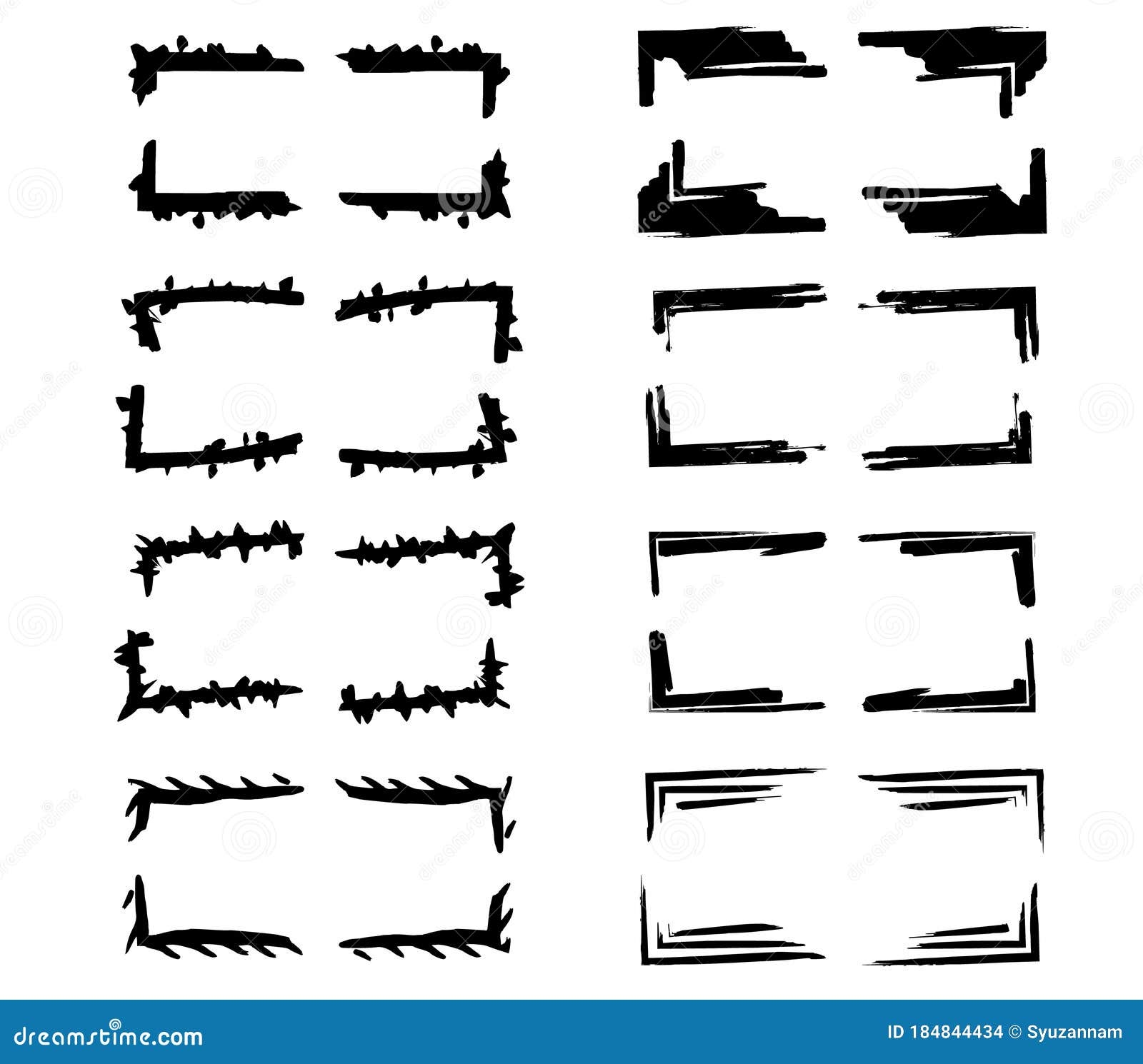 Set of Black Frames. Empty Borders. Vector Signs Stock Vector ...