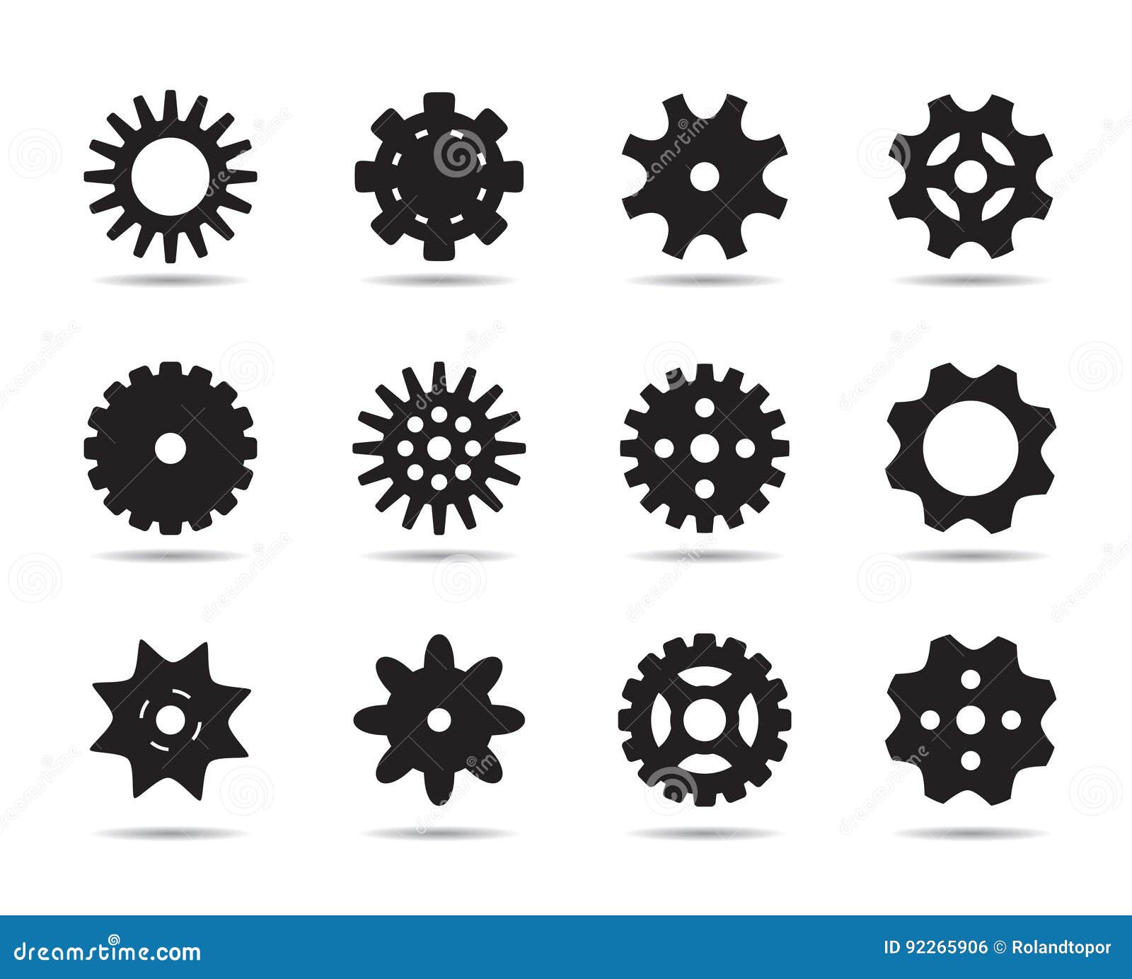 Set of Black Gears. Vector Illustration. Stock Illustration ...