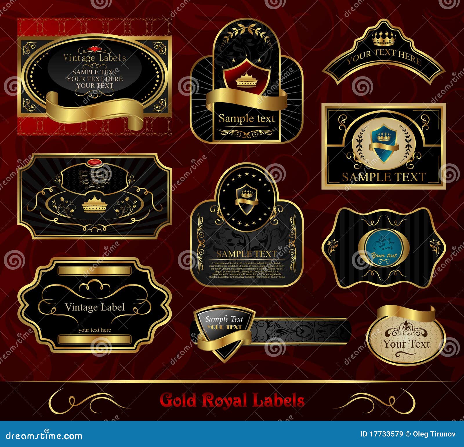 Set Black Gold-framed Label Stock Vector - Illustration of gold ...