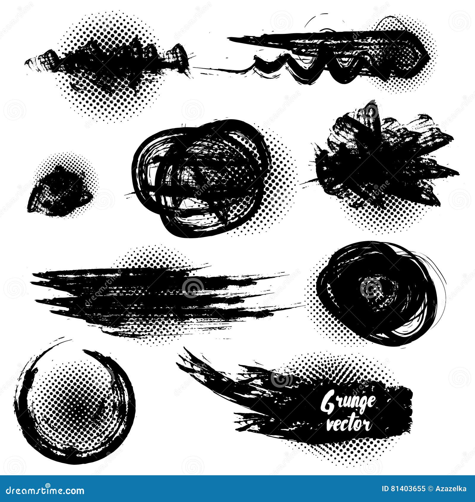 Set of Black Grunge Brushes and Design Elements. Vector Stock Vector ...