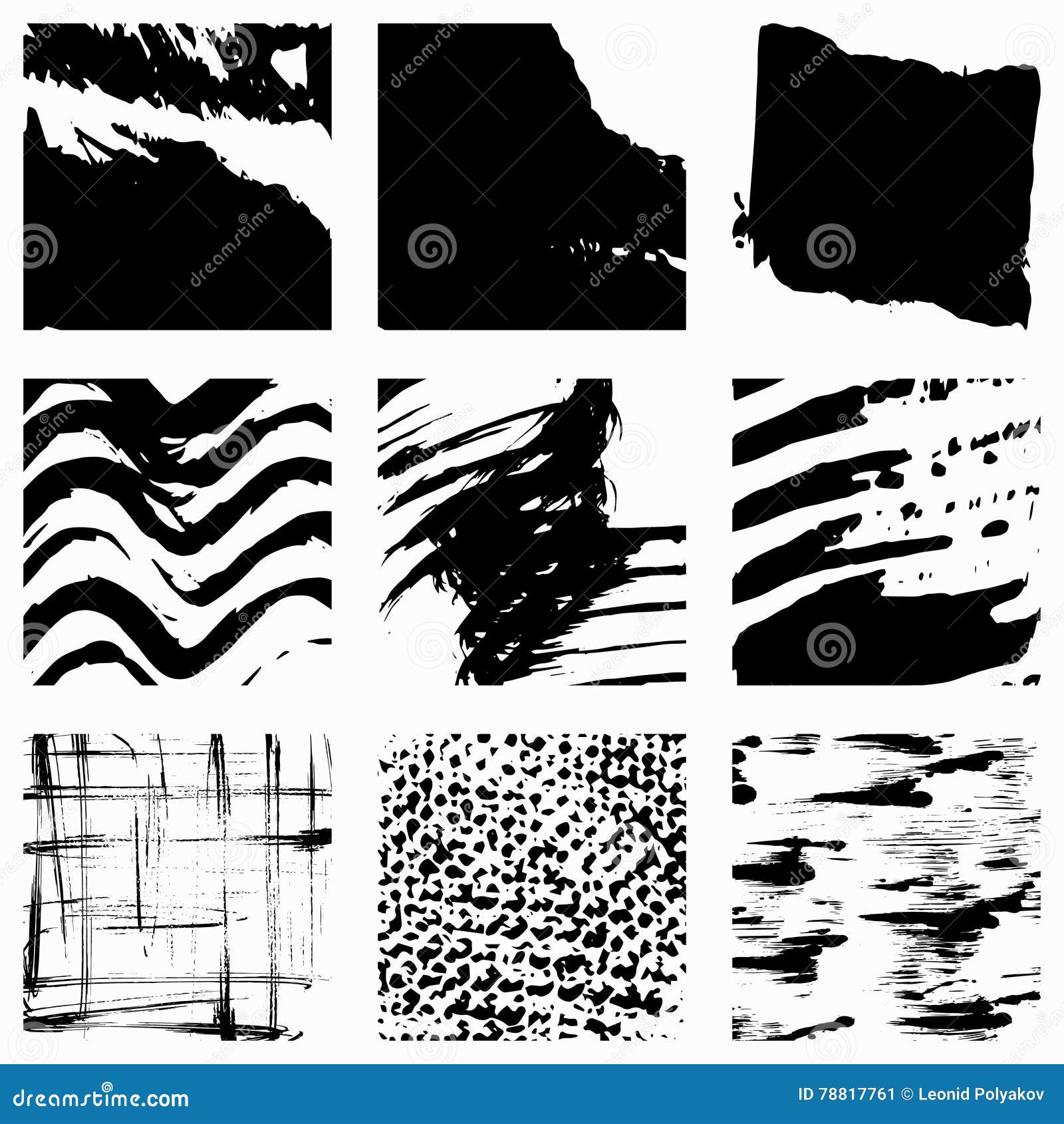 Set Black Grunge Design Element Stock Vector - Illustration of border ...