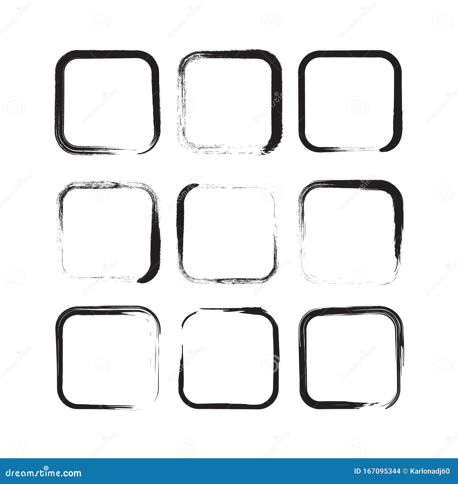Set of Black Grunge Rounded Rectangle on a White Background Stock ...