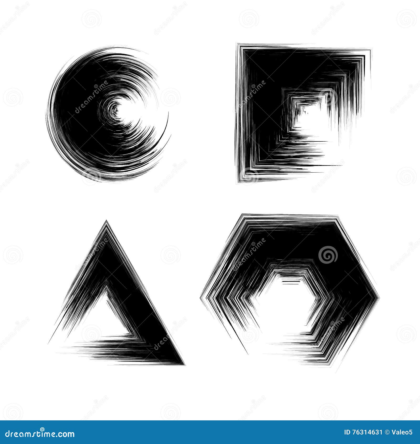 Set of Black Grunge Shapes stock illustration. Illustration of black ...
