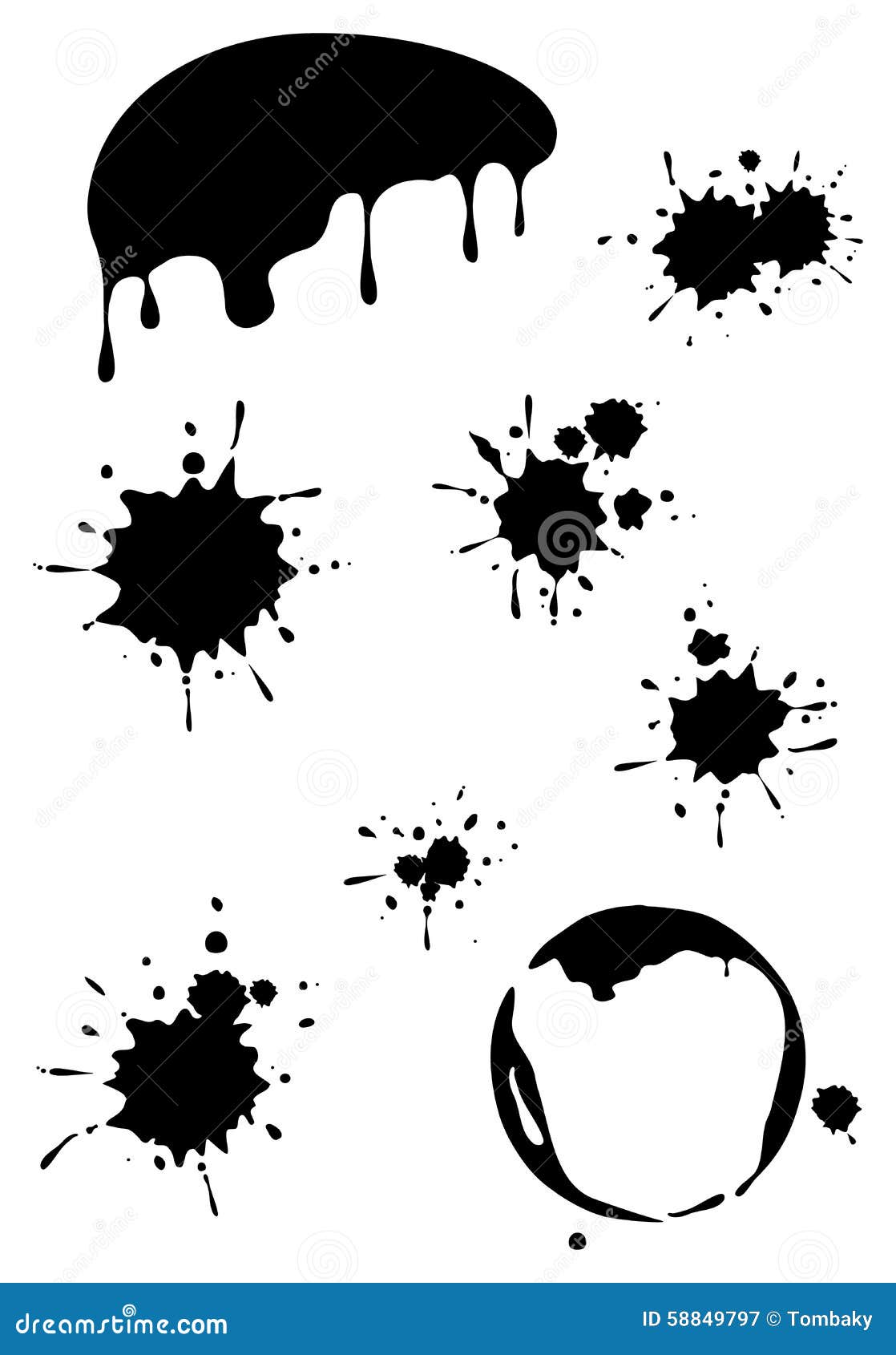 Set of black grunge stains stock illustration. Illustration of graffiti ...