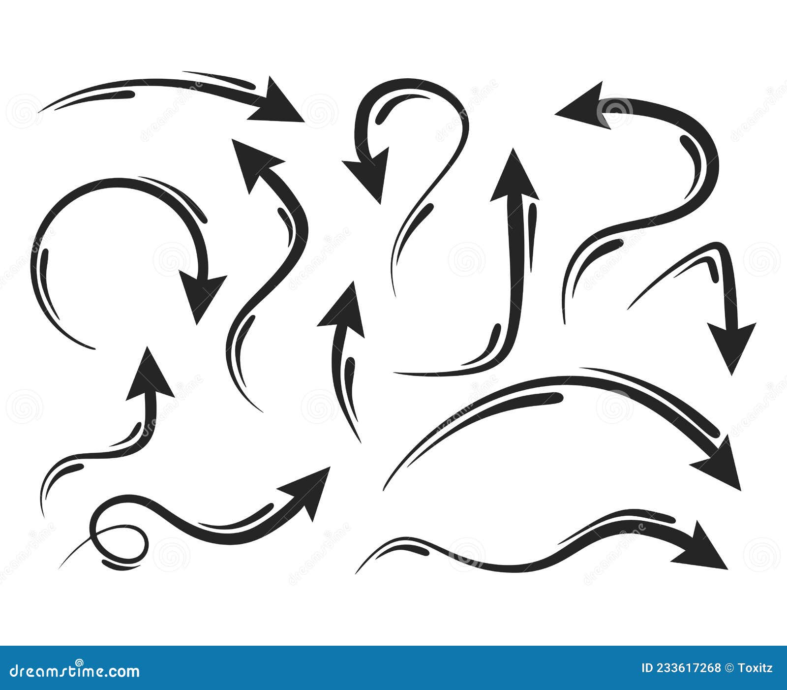 Set of Black Hand-drawn Arrow Pointers. Vector. Stock Vector ...