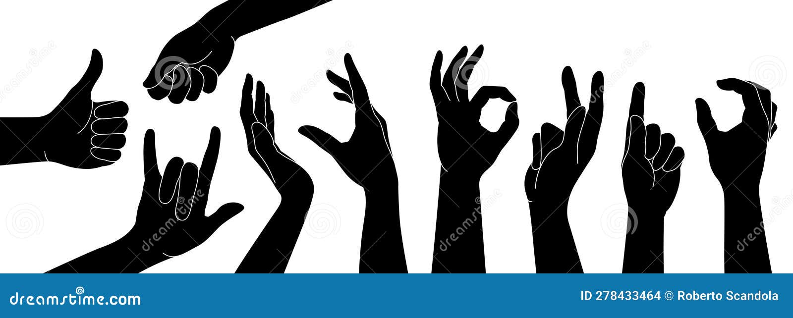 Set of Black Hand Silhouette Vector Illustrations Stock Vector ...
