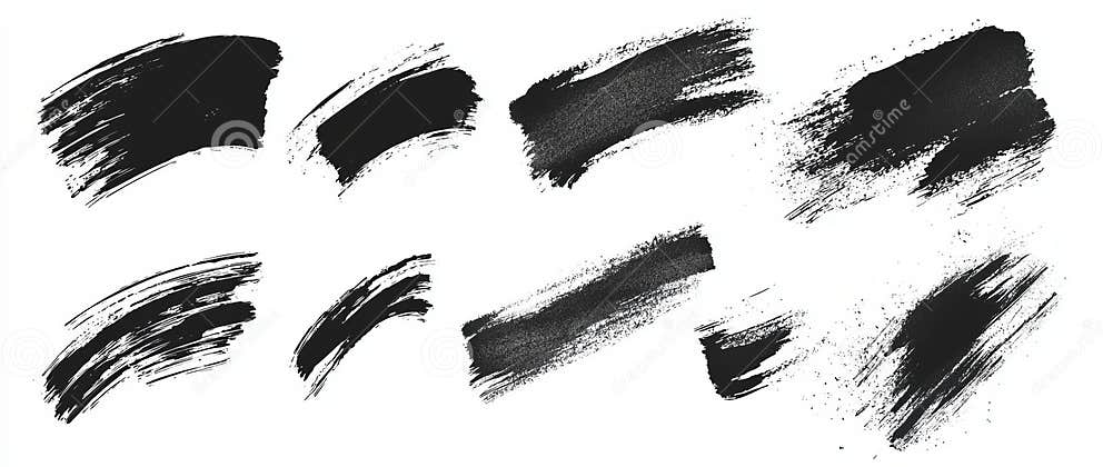 A Set of Black Highlighter Bold Horizontal Lines with a Dry Brush ...