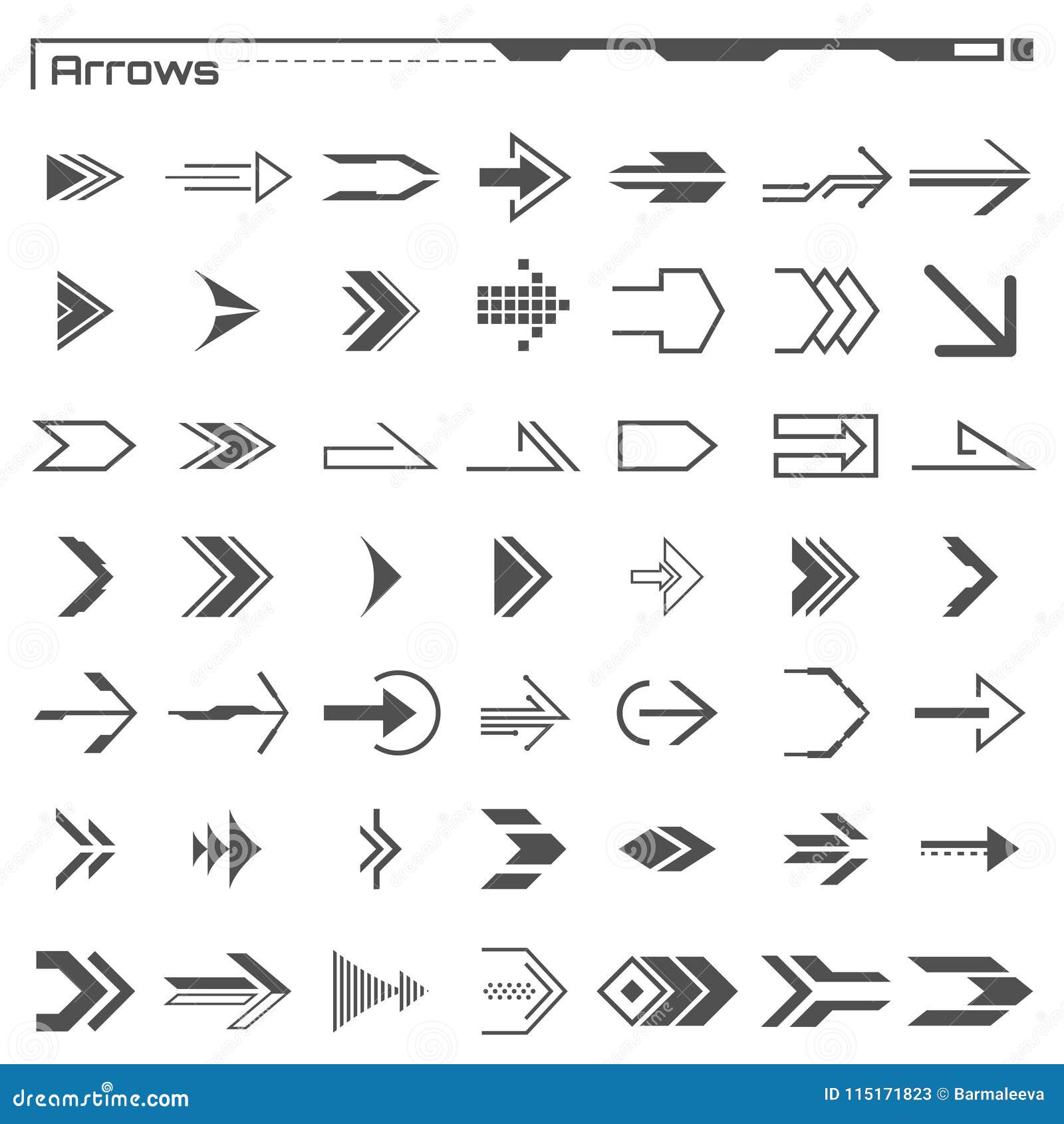 Set of Black Hud Arrows Elements. Futuristic User Interface. Virtual ...