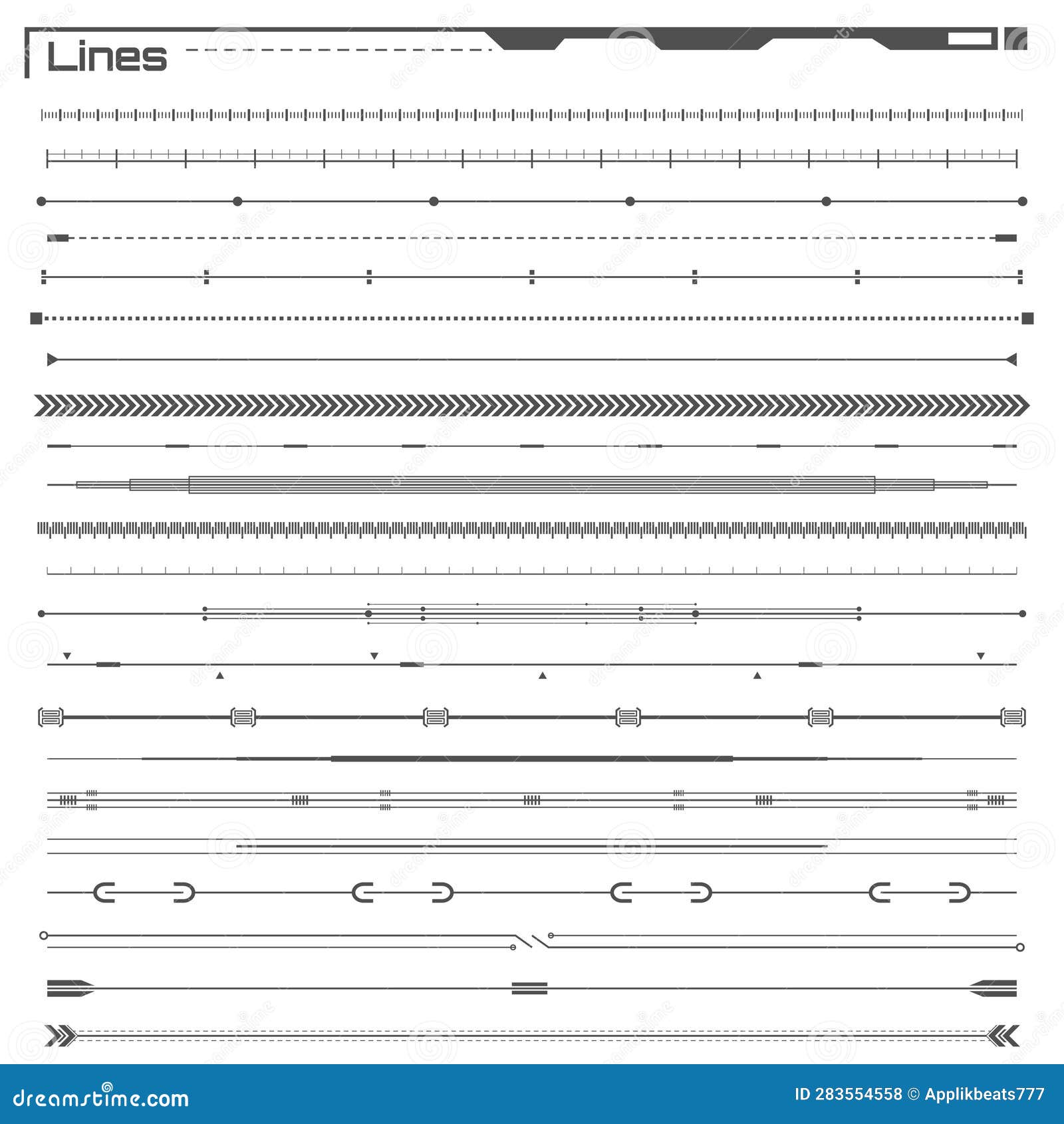 Set of Black Hud Lines Infographic Elements. Futuristic User Interface ...