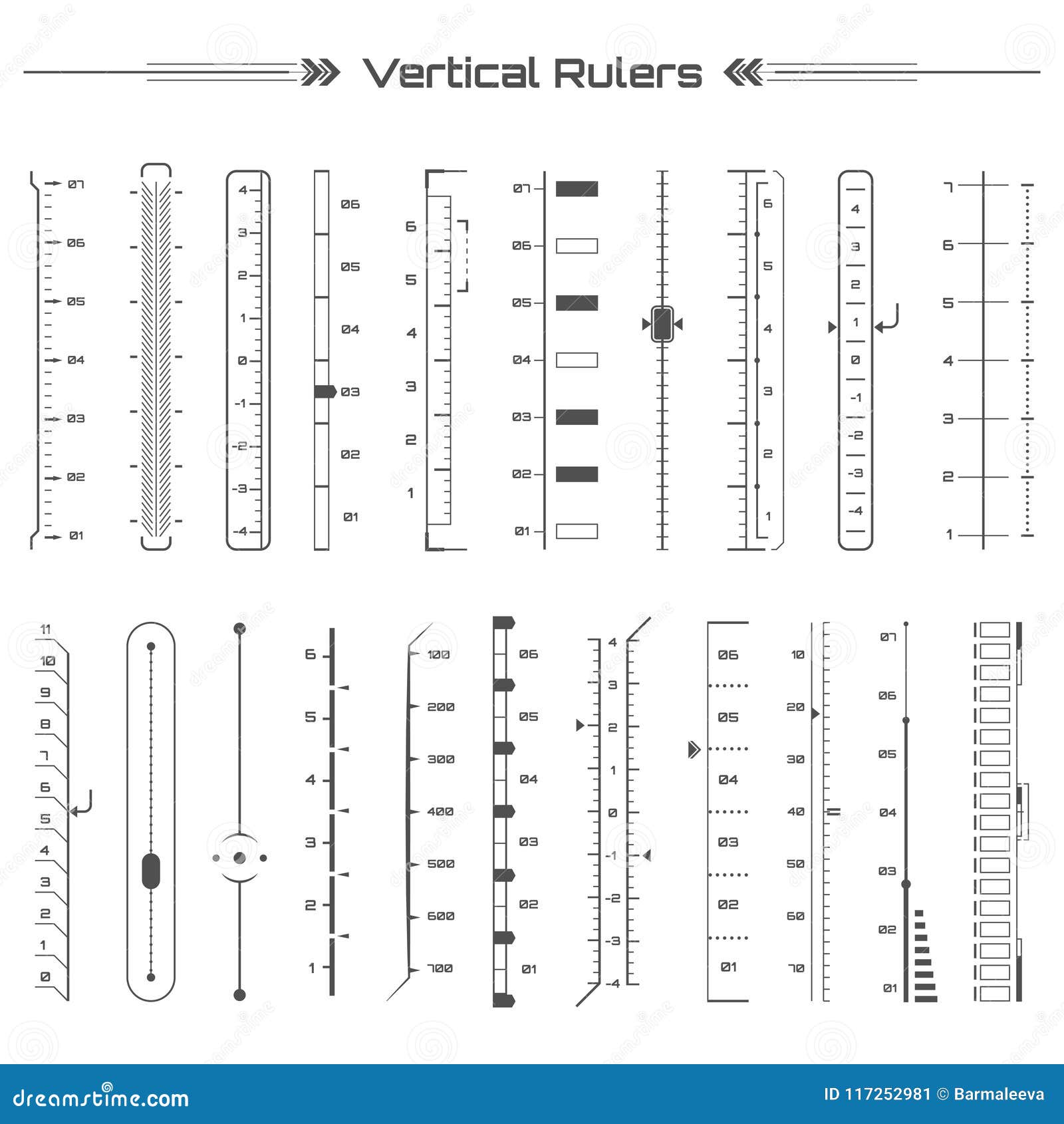 Set of Black Hud Vertical Rulers Infographic Elements. Futuristic User ...