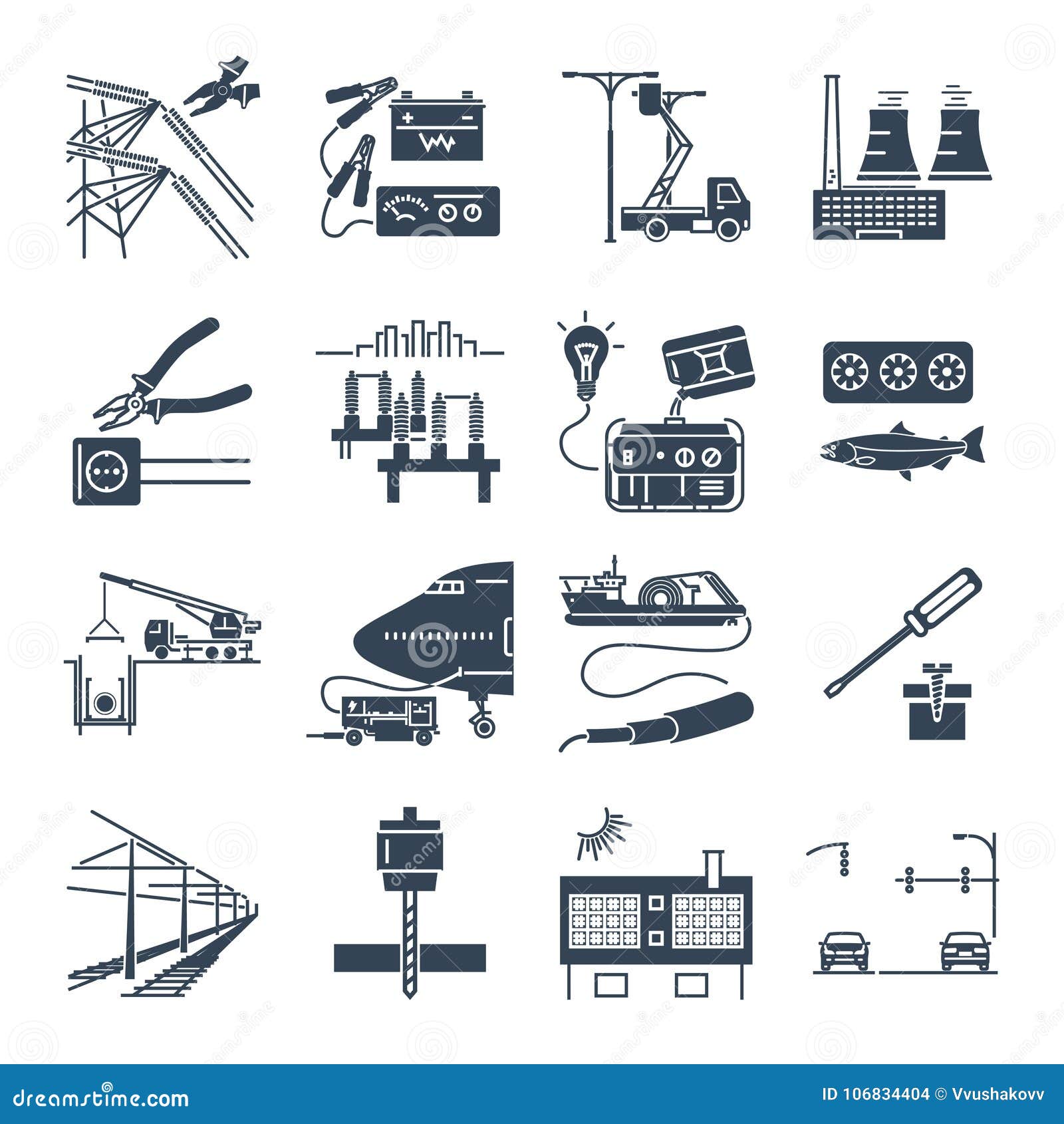 Icons Of Electrical Plugs And Sockets Three Types. Vector On A ...