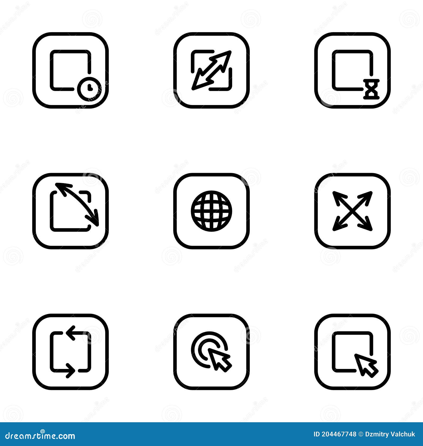 Set of Black Icon Isolated on White Background, on Theme Internet, Web ...