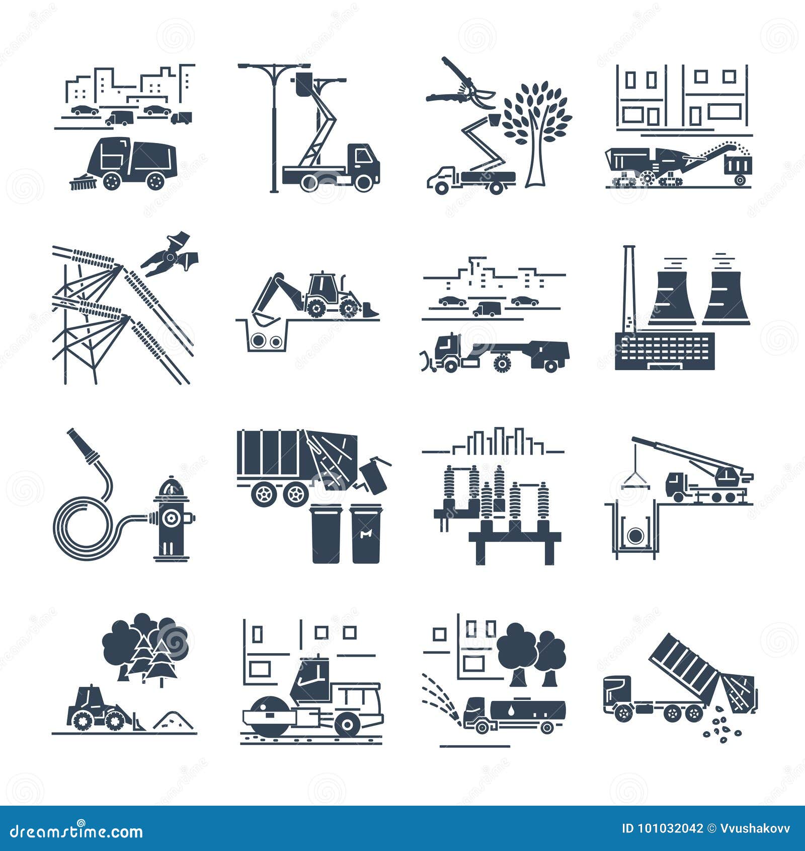 Set of Black Icons Public Utility, Construction, Installation Stock ...