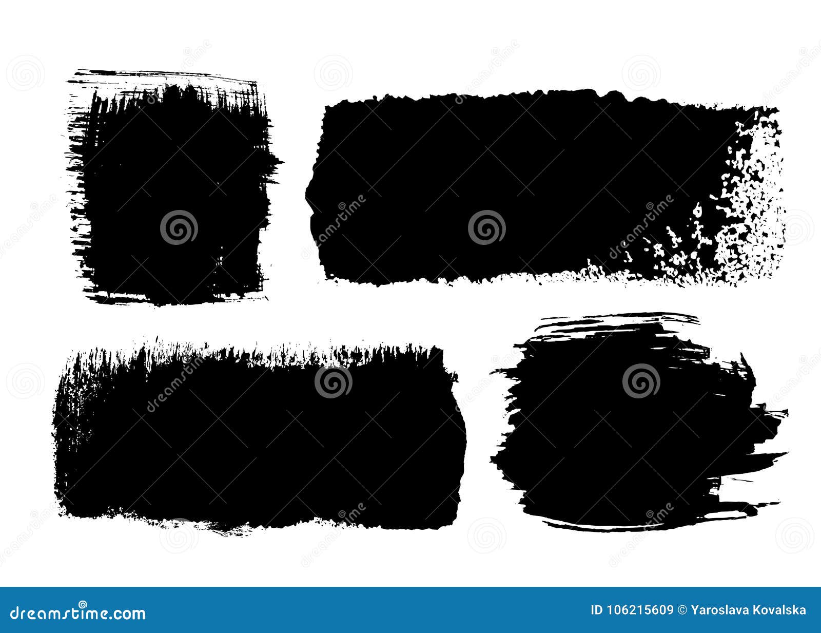 Set of Black Ink Brush Strokes Stock Illustration - Illustration of ...