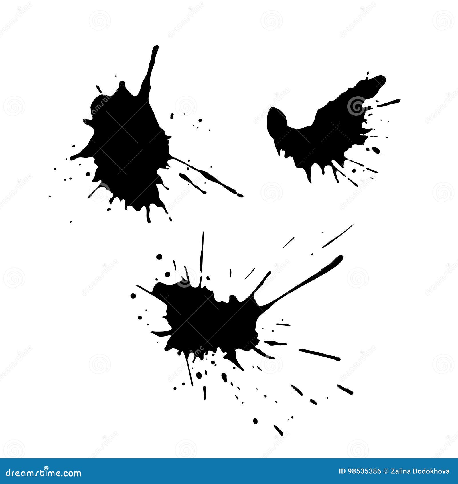 Set of Black Ink Drops and Splashes, Vector Illustration Clip Art Stock ...