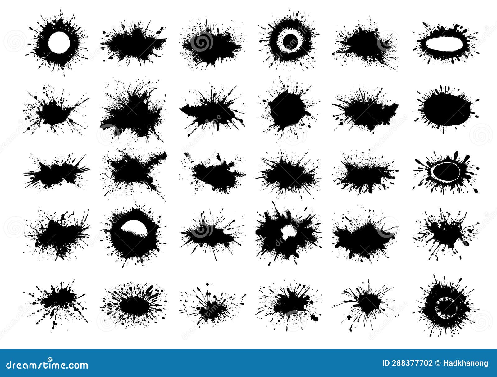 Set of Black Ink Splatter, Color Splash Stock Vector - Illustration of ...