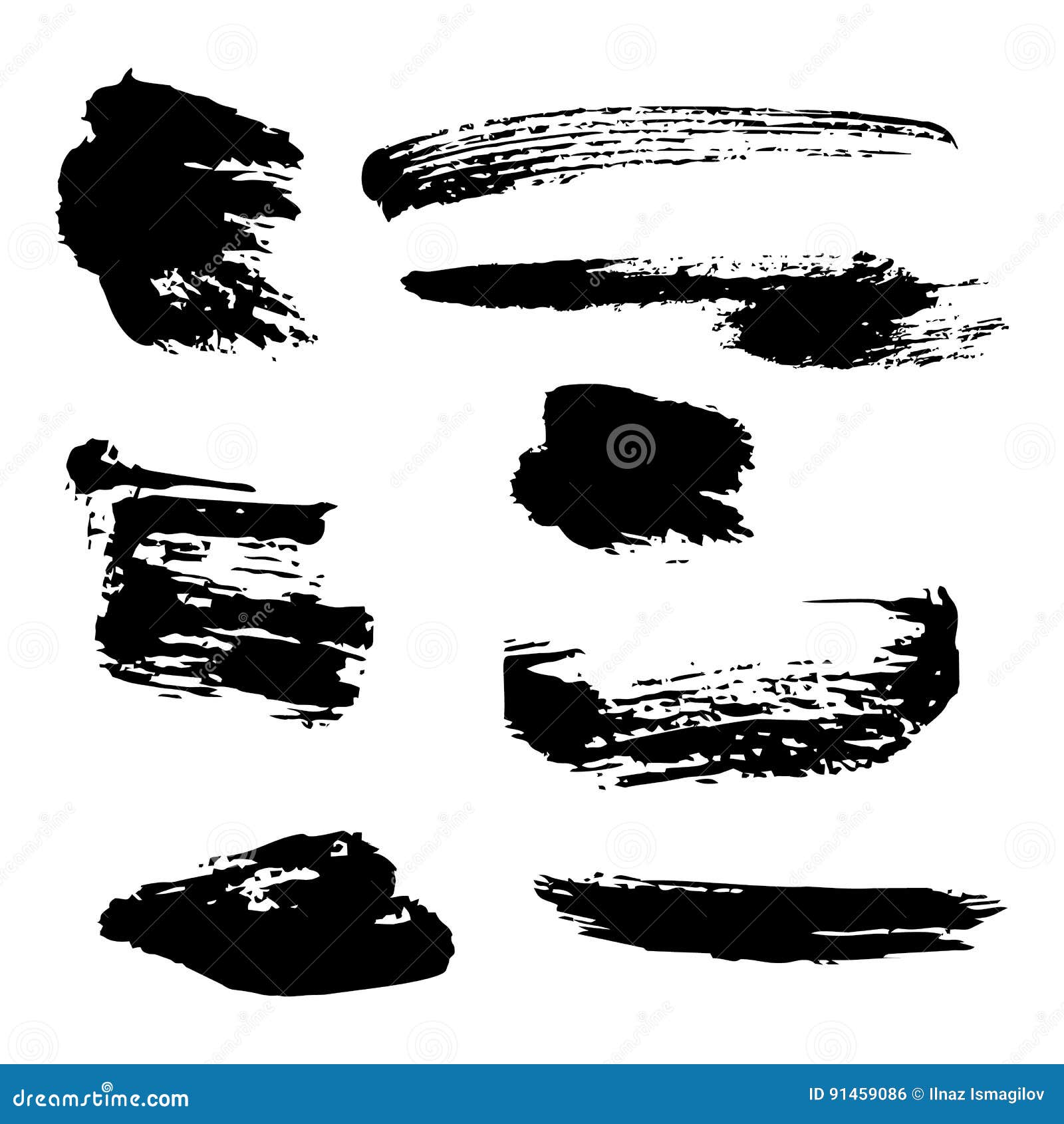Set of Black Ink Vector Stains. Stock Vector - Illustration of brush ...