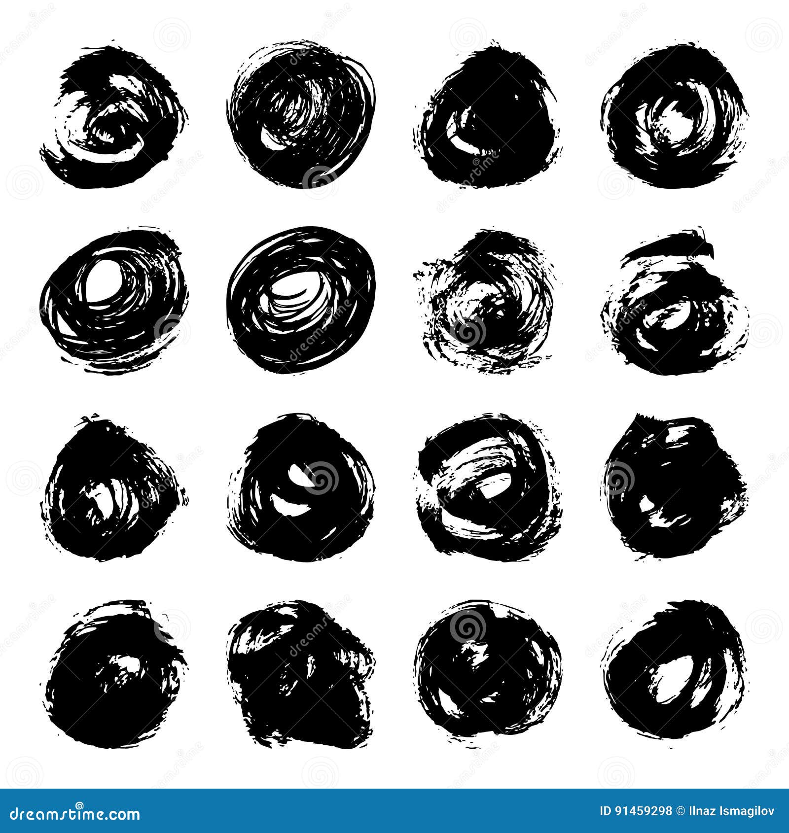 Set of Black ink vector stock vector. Illustration of canvas - 91459298