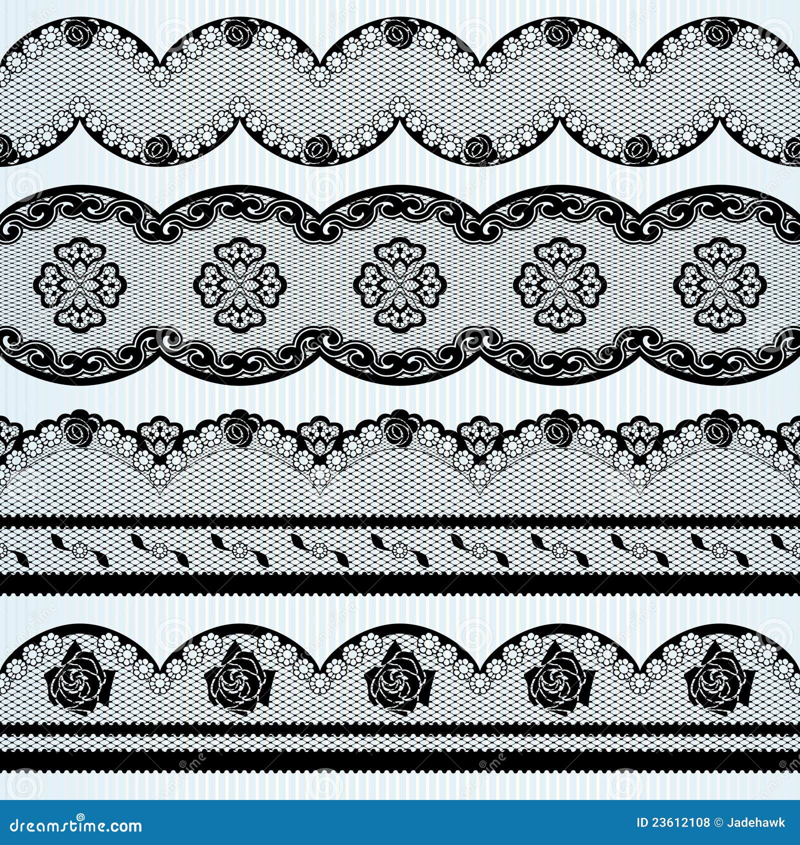 Set of black lace ribbons stock vector. Illustration of intricate ...