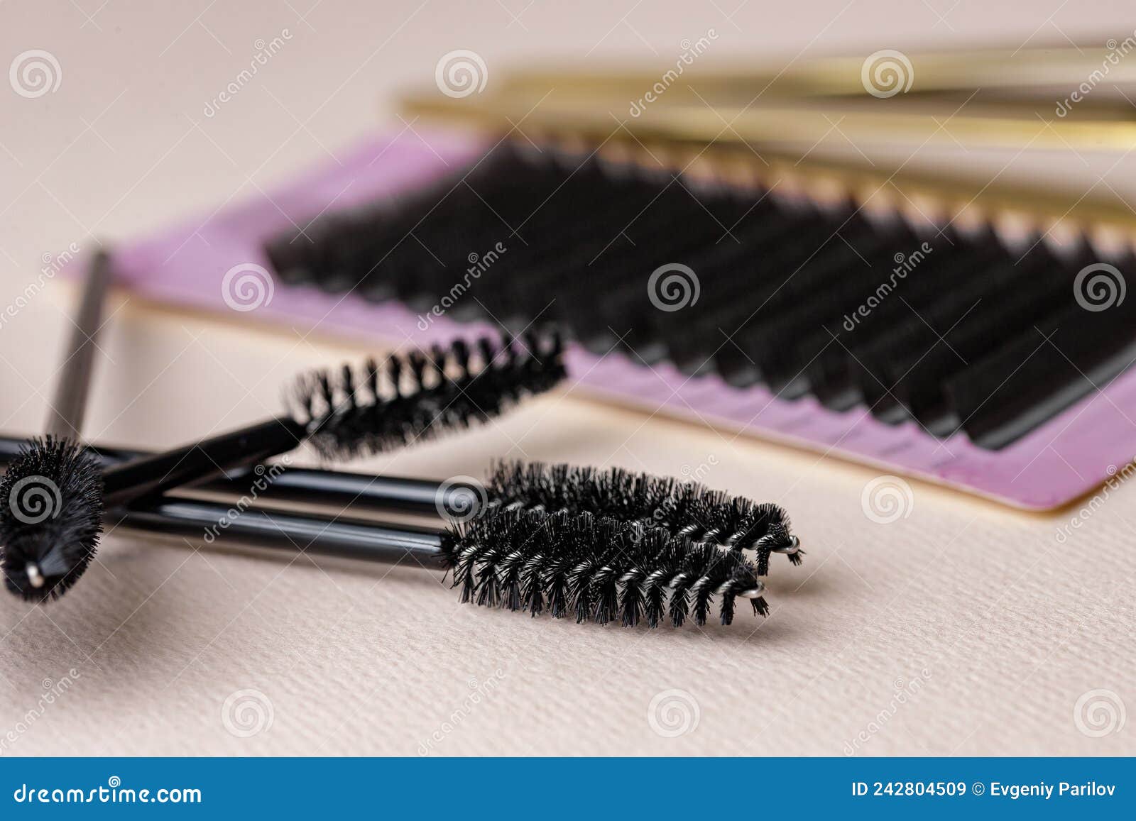 Set Black Lashes and Tools for Eyelash Extension Procedure Stock Image ...