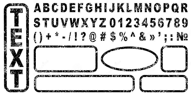 Set Black Letters, Numbers and Frames Stamp - Vector Stock Illustration ...