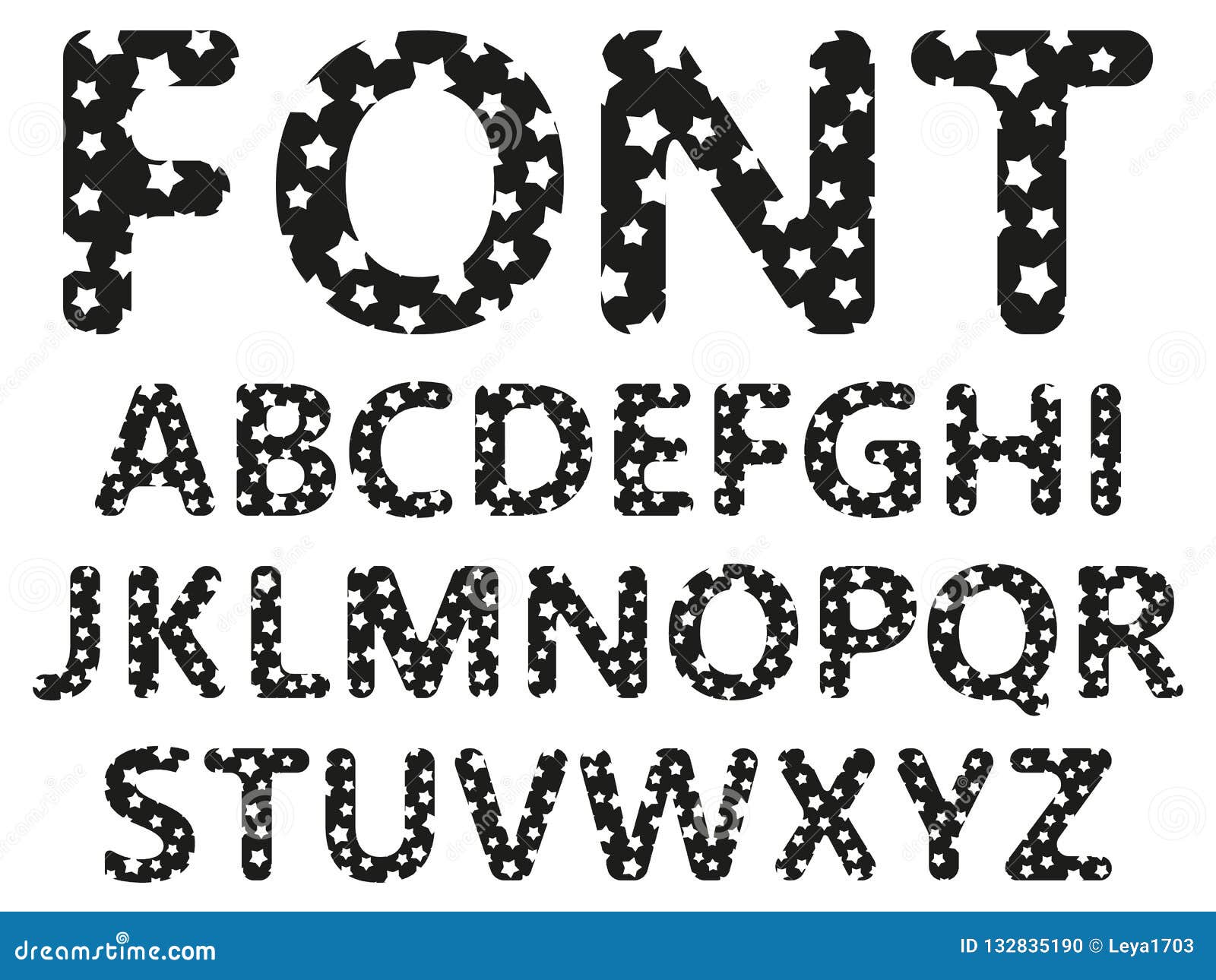 Set of Black Letters with Stars Stock Vector - Illustration of ...