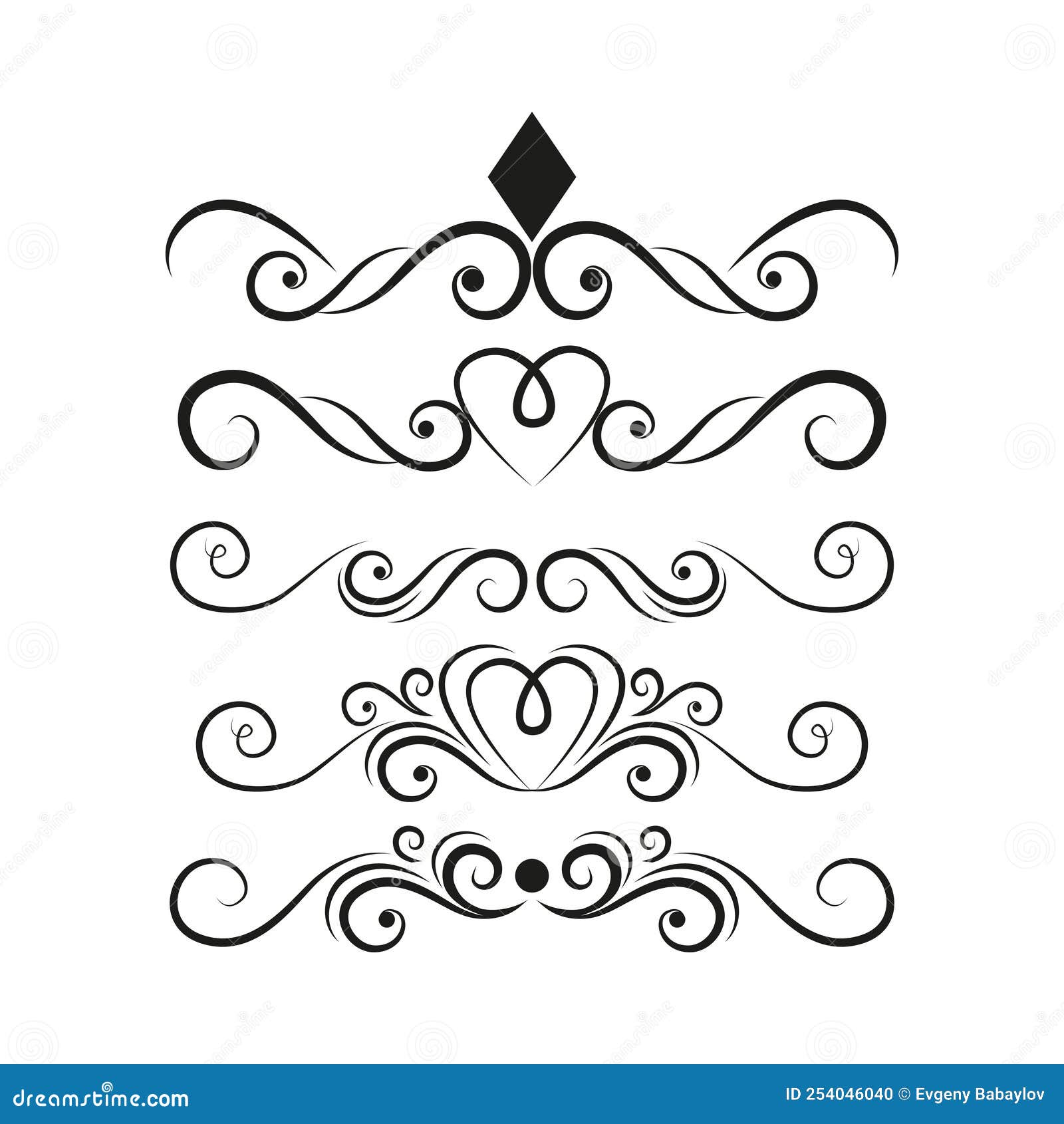 Set of Black Lines Ornaments, Frames for Illustrations on a White ...