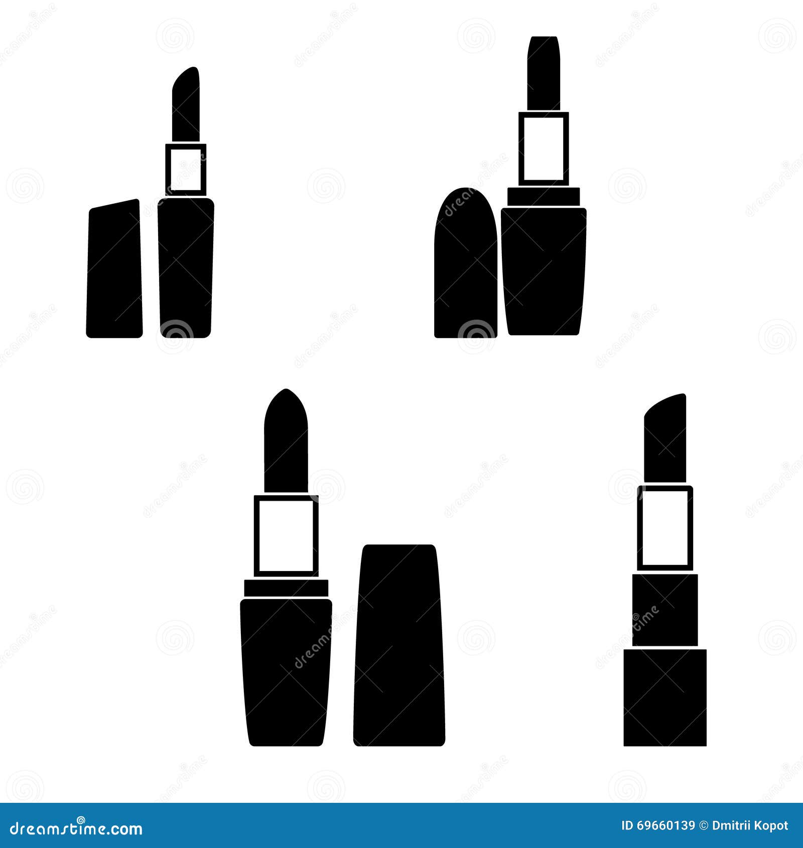 Set Black lipstick stock vector. Illustration of makeup - 69660139