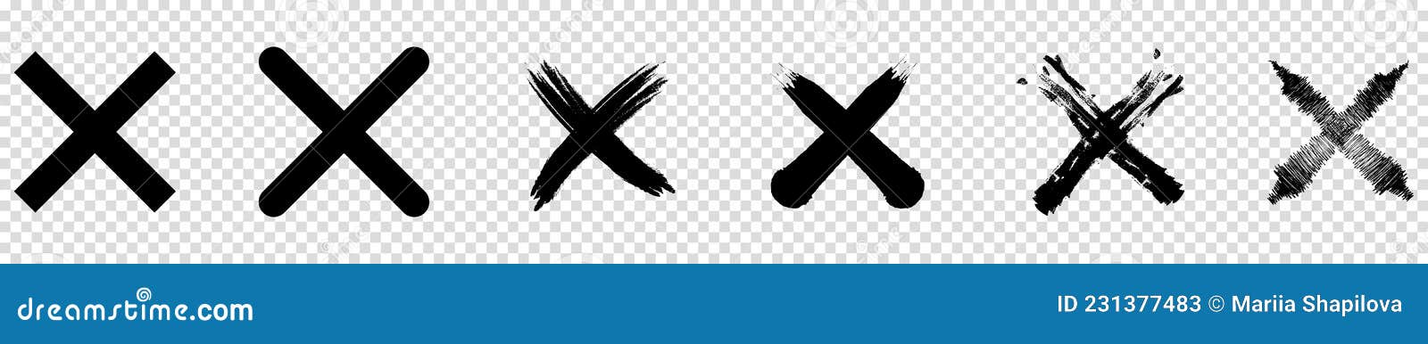 Set of X black mark stock vector. Illustration of letter - 231377483