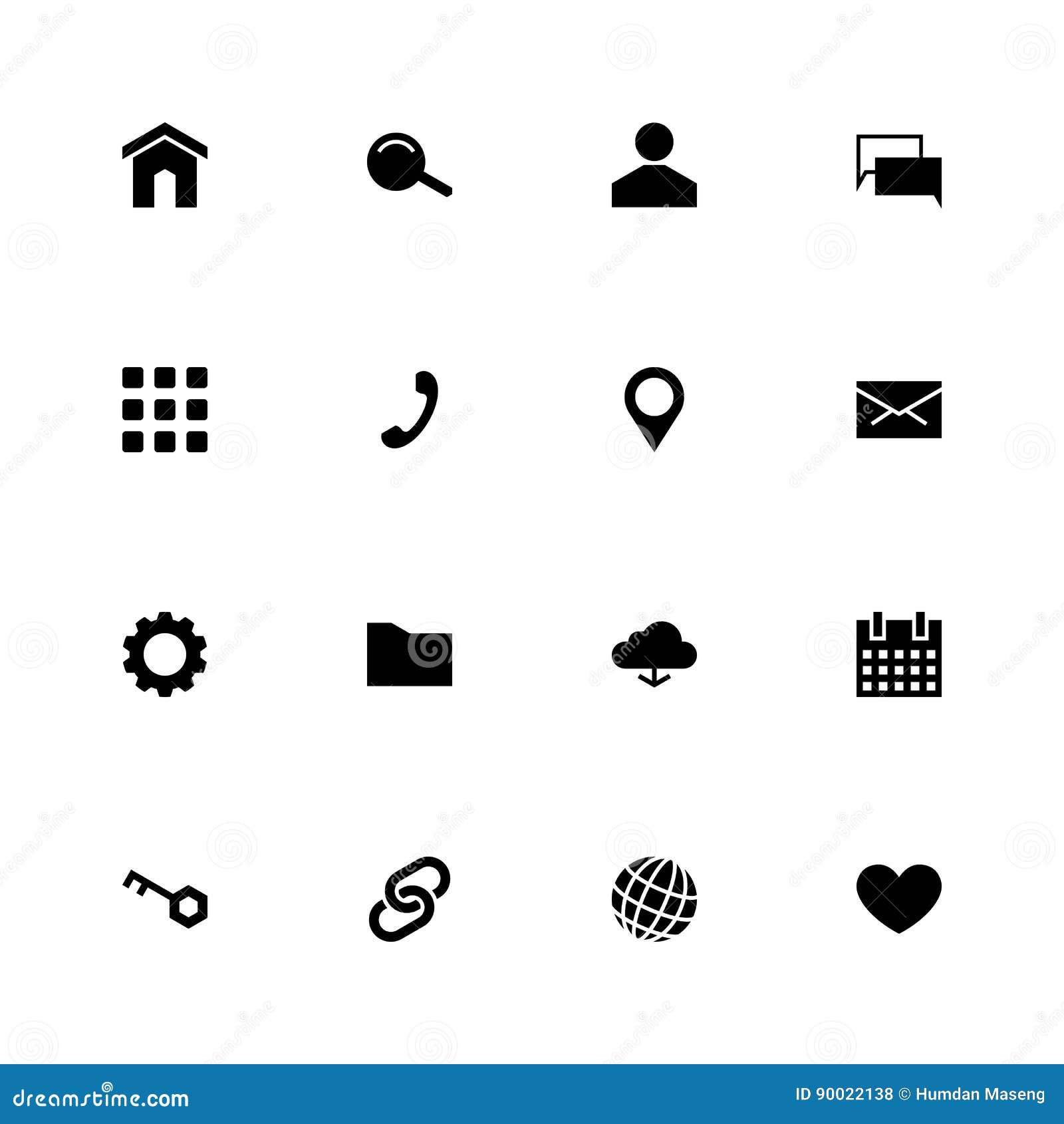 Set of 16 Black Material Design Glyph Web Icons Stock Vector ...