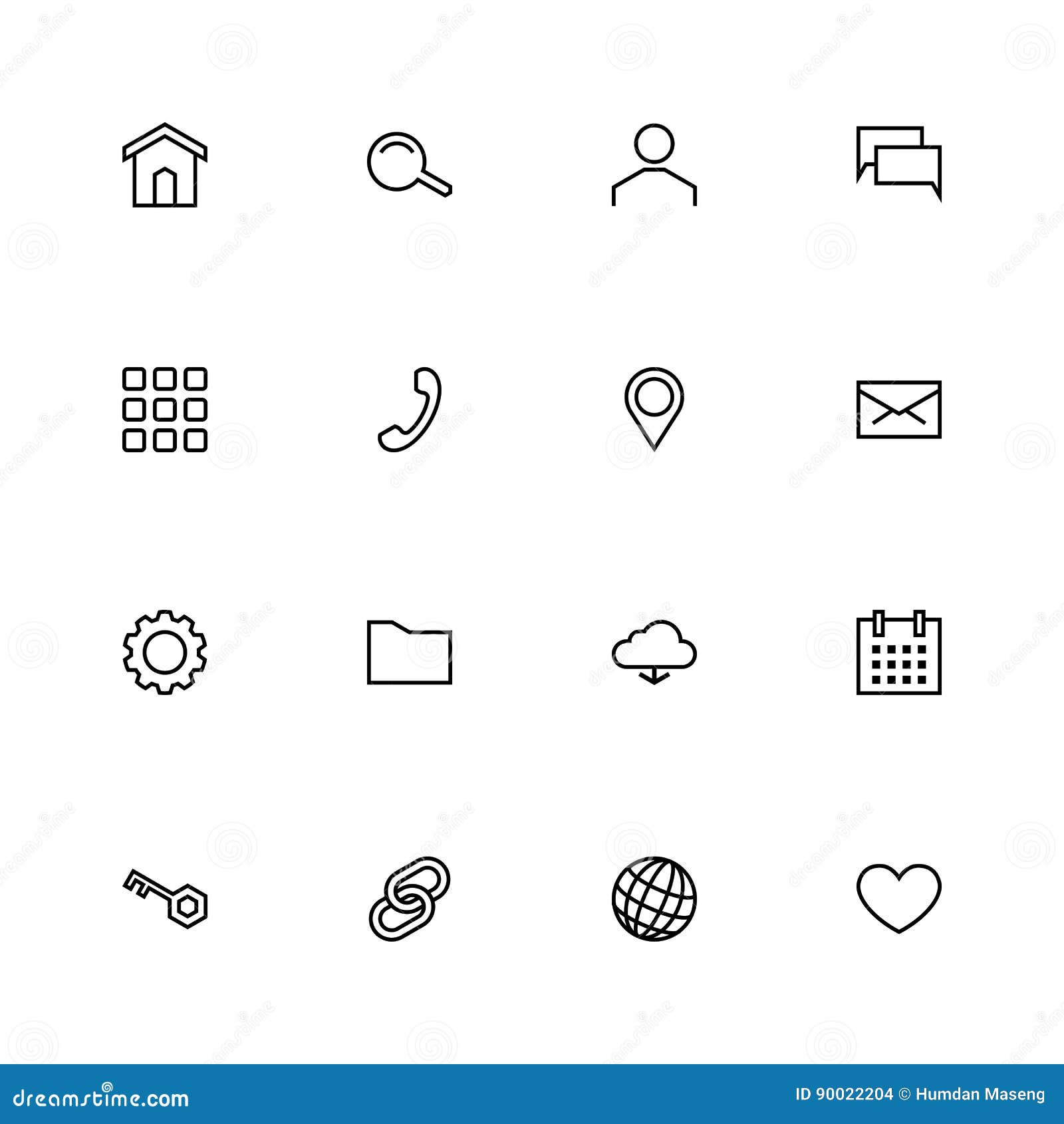 Set of 16 Black Material Design Outline Web Icons Stock Vector - Illustration of interface, like ...